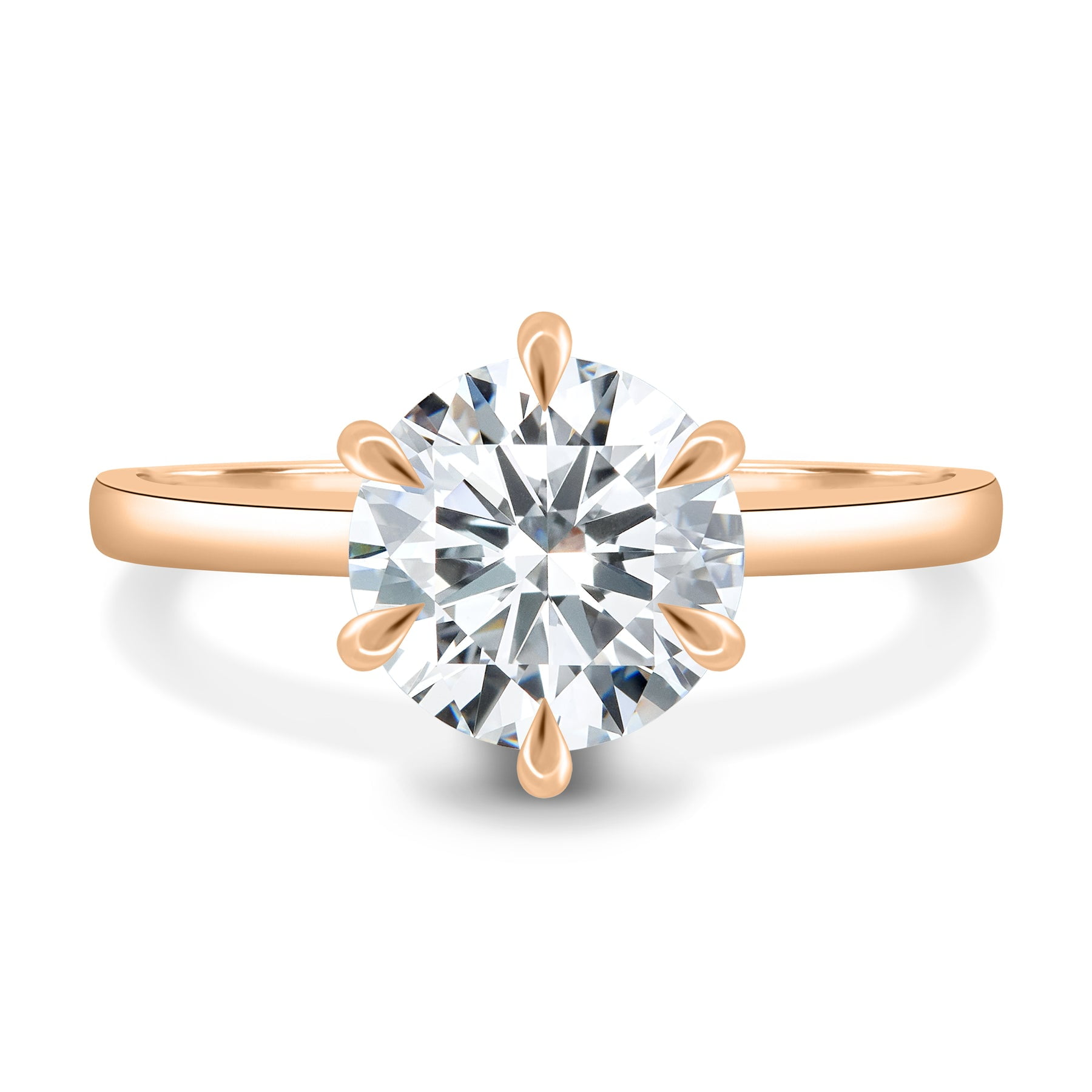 ESTE ORIGIN 3.75ct Round Cut Lab Grown Diamond Engagement Ring 10K Rose Gold Ring with Cathedral ...