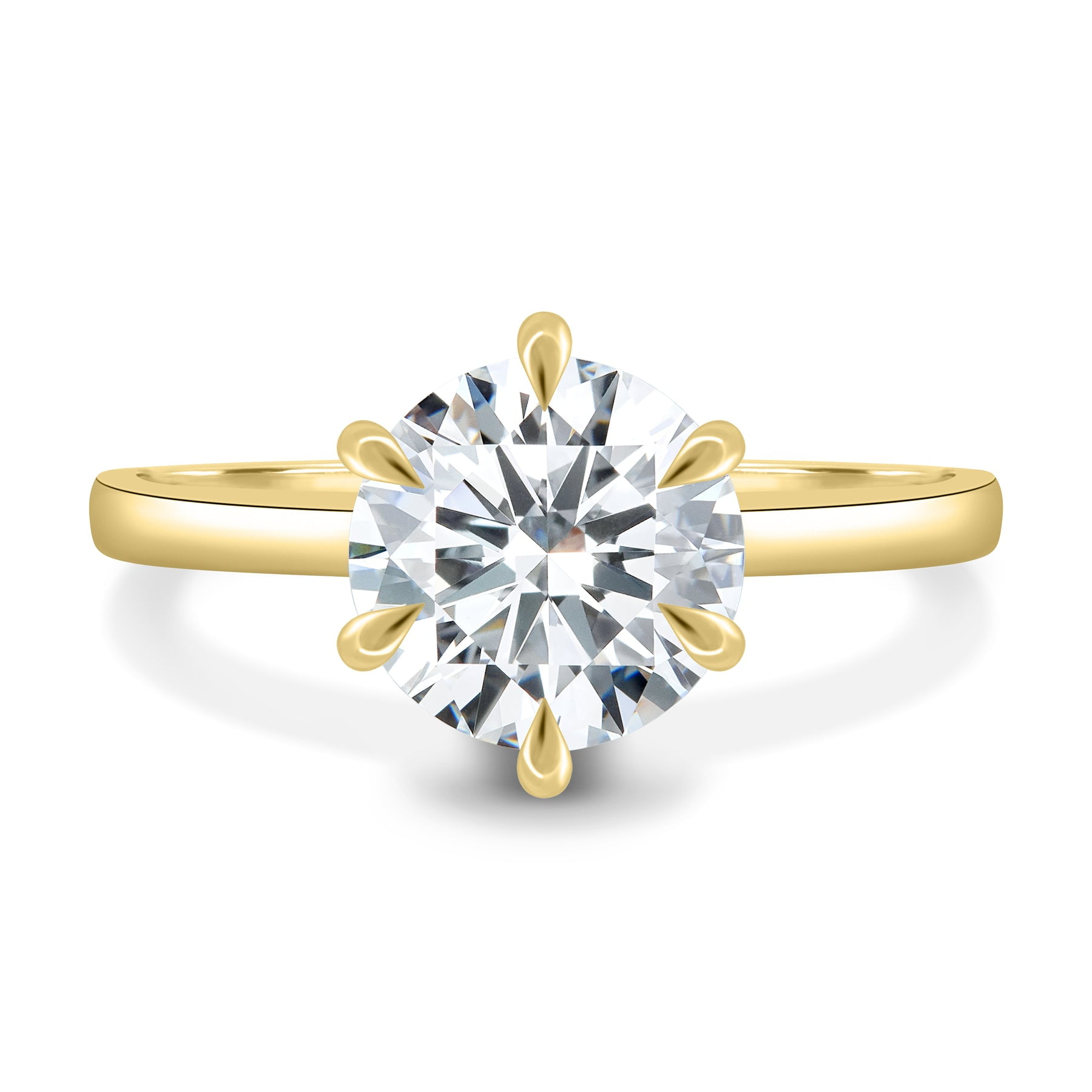 ESTE ORIGIN 3.75ct Round Cut Moissanite Engagement Ring 18K Yellow Gold ...