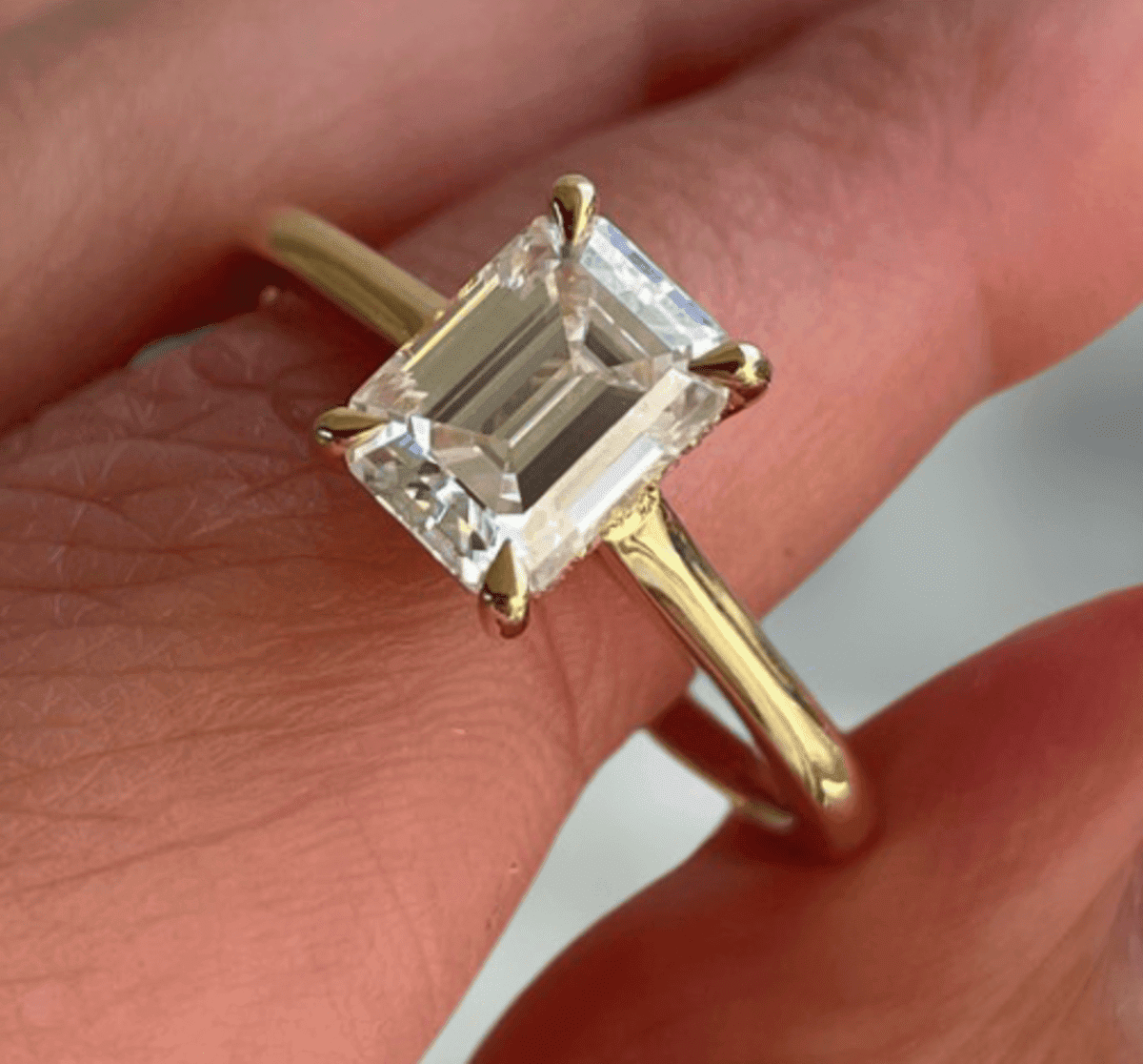 ESTE ORIGIN 3Ct Emerald Cut Moissanite Diamond Engagement Ring 10K ...