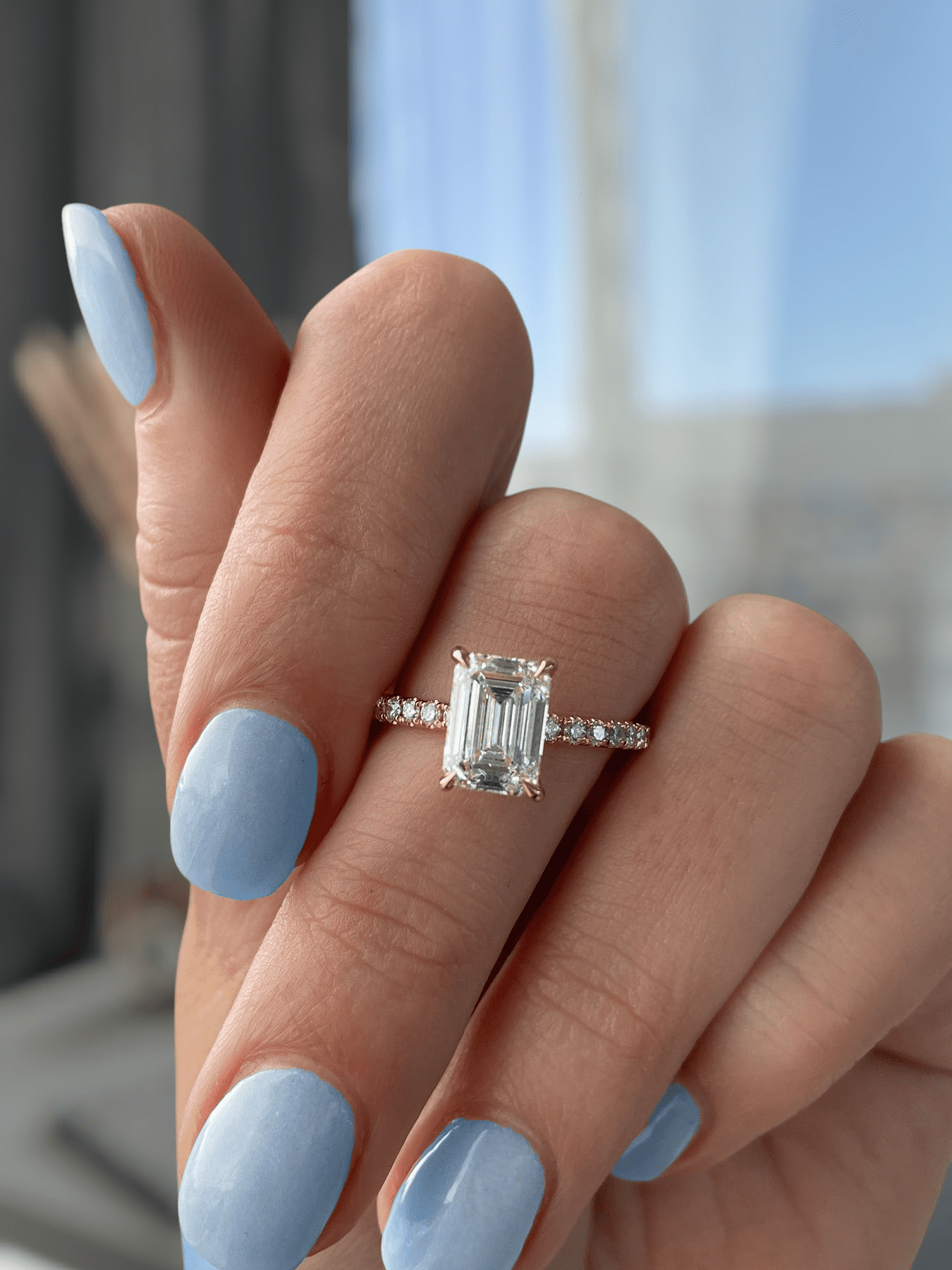 ESTE ORIGIN 3Ct Emerald Cut Moissanite Solitaire Engagement Ring ...