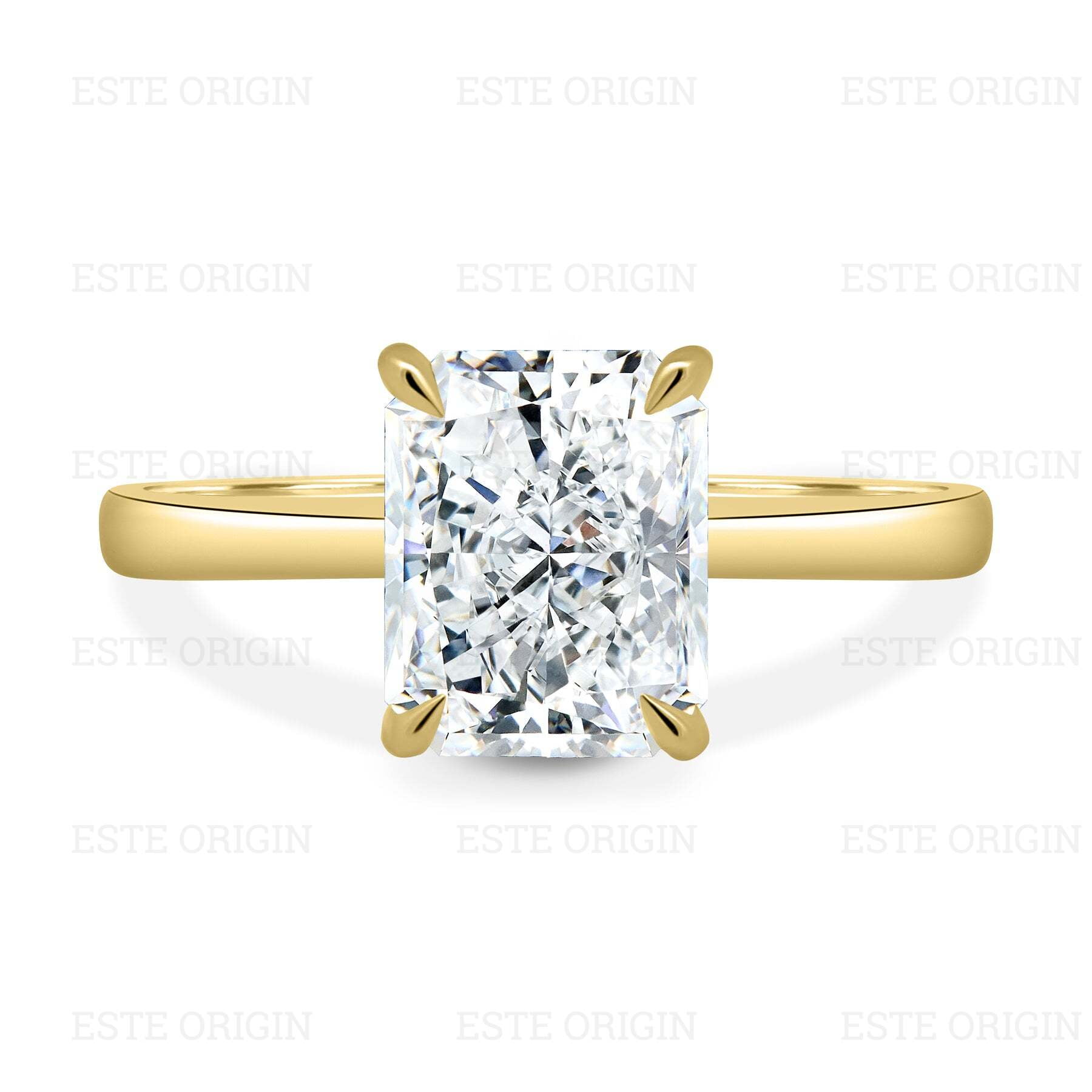 ESTE ORIGIN 3Ct Radiant Lab-Grown Diamond Solitaire Ring with Hidden ...