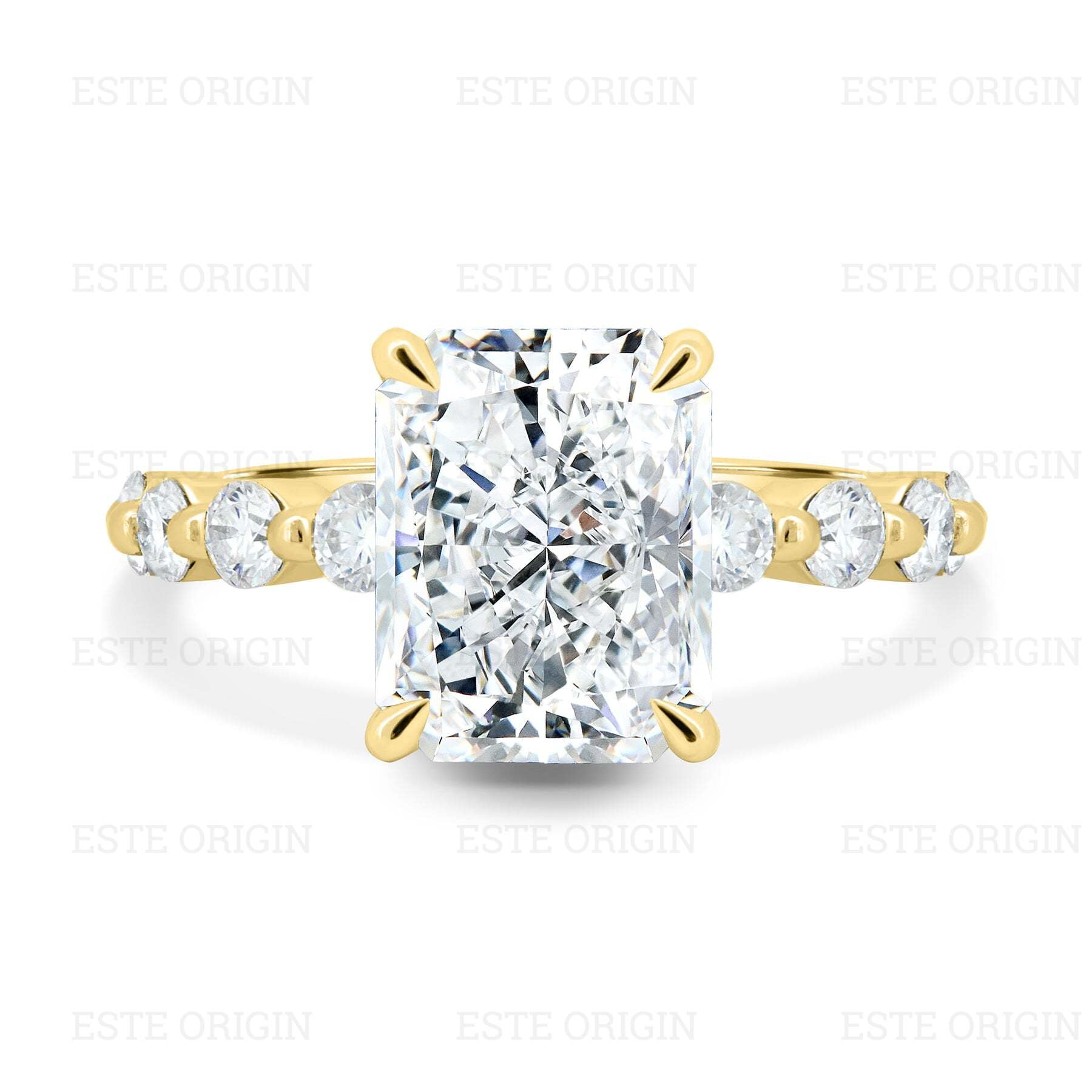 ESTE ORIGIN 4.85Ctw Lab-Grown Radiant Diamond Hidden Halo Ring with ...