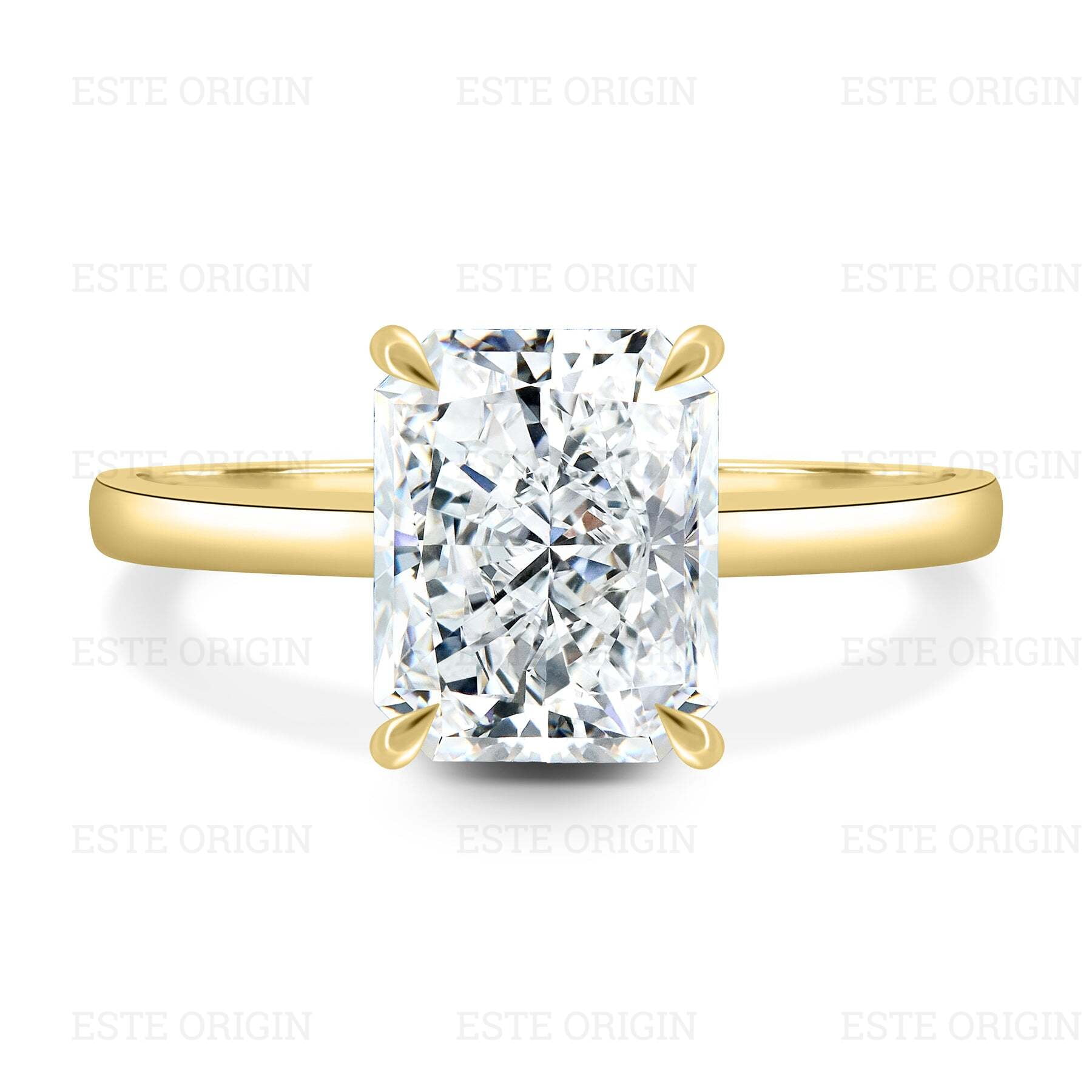 ESTE ORIGIN 4 Ctw Radiant Lab Grown Diamond Solitaire Ring with Hidden ...