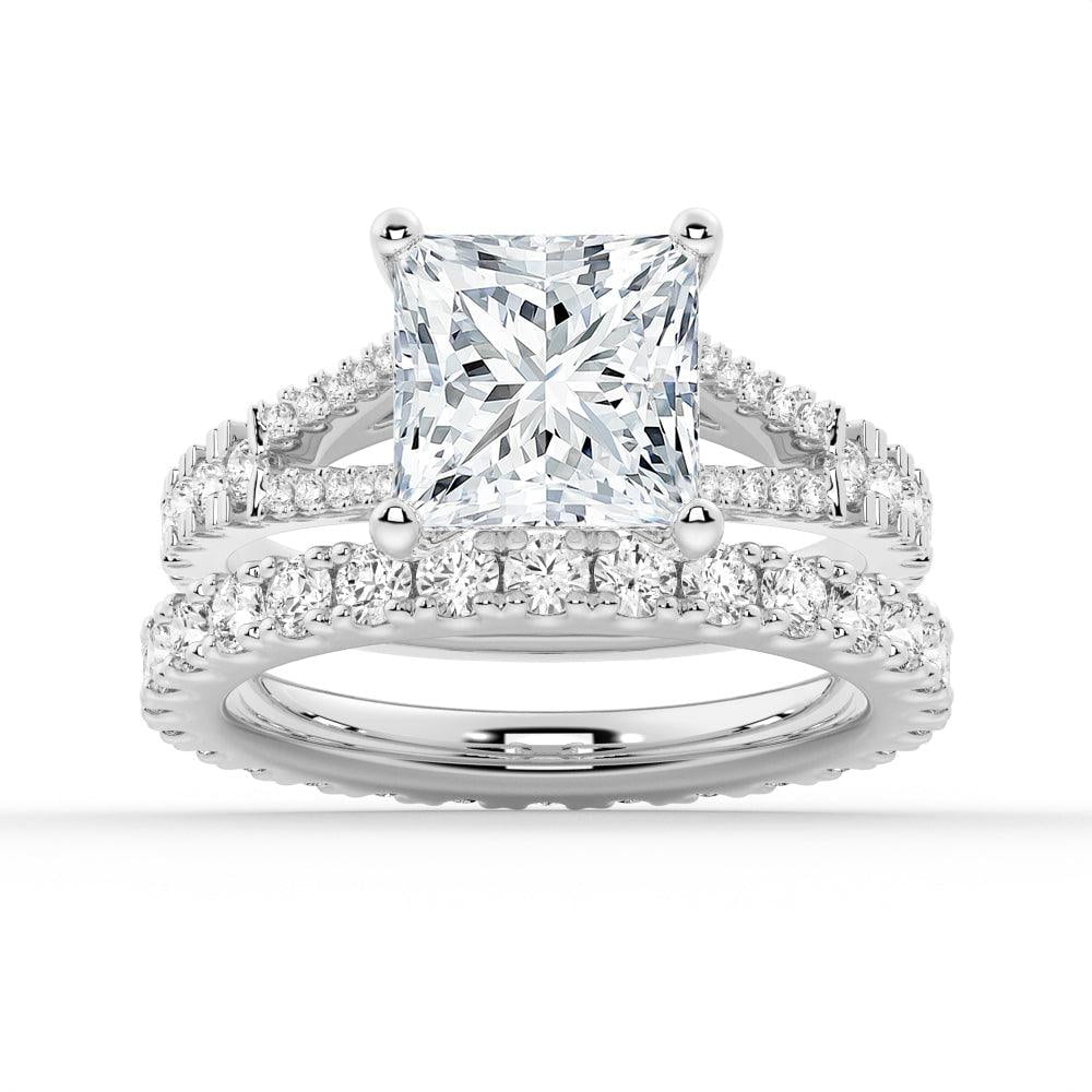 ESTE ORIGIN 4Ct Princess Cut Lab-Grown Diamond Engagement Ring Set with ...