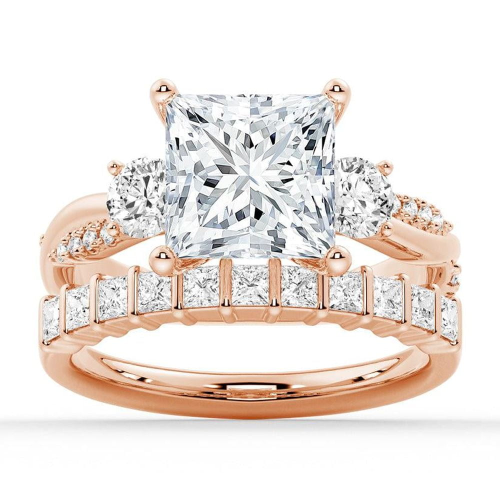 ESTE ORIGIN 4Ct Princess Cut Lab-Grown Diamond Engagement/Wedding ...