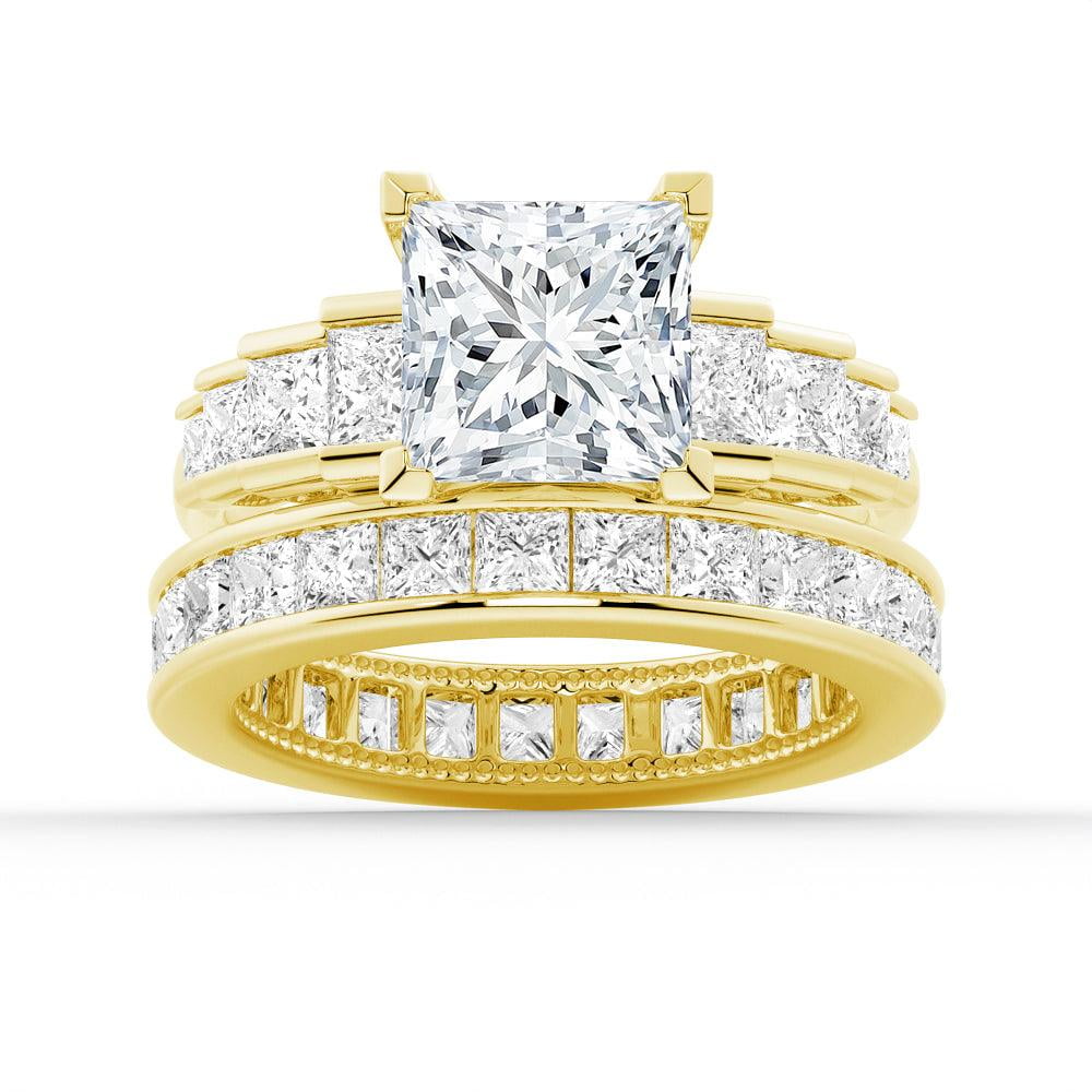 ESTE ORIGIN 4Ct Princess Cut Moissanite Engagement Ring Set - Bridal ...