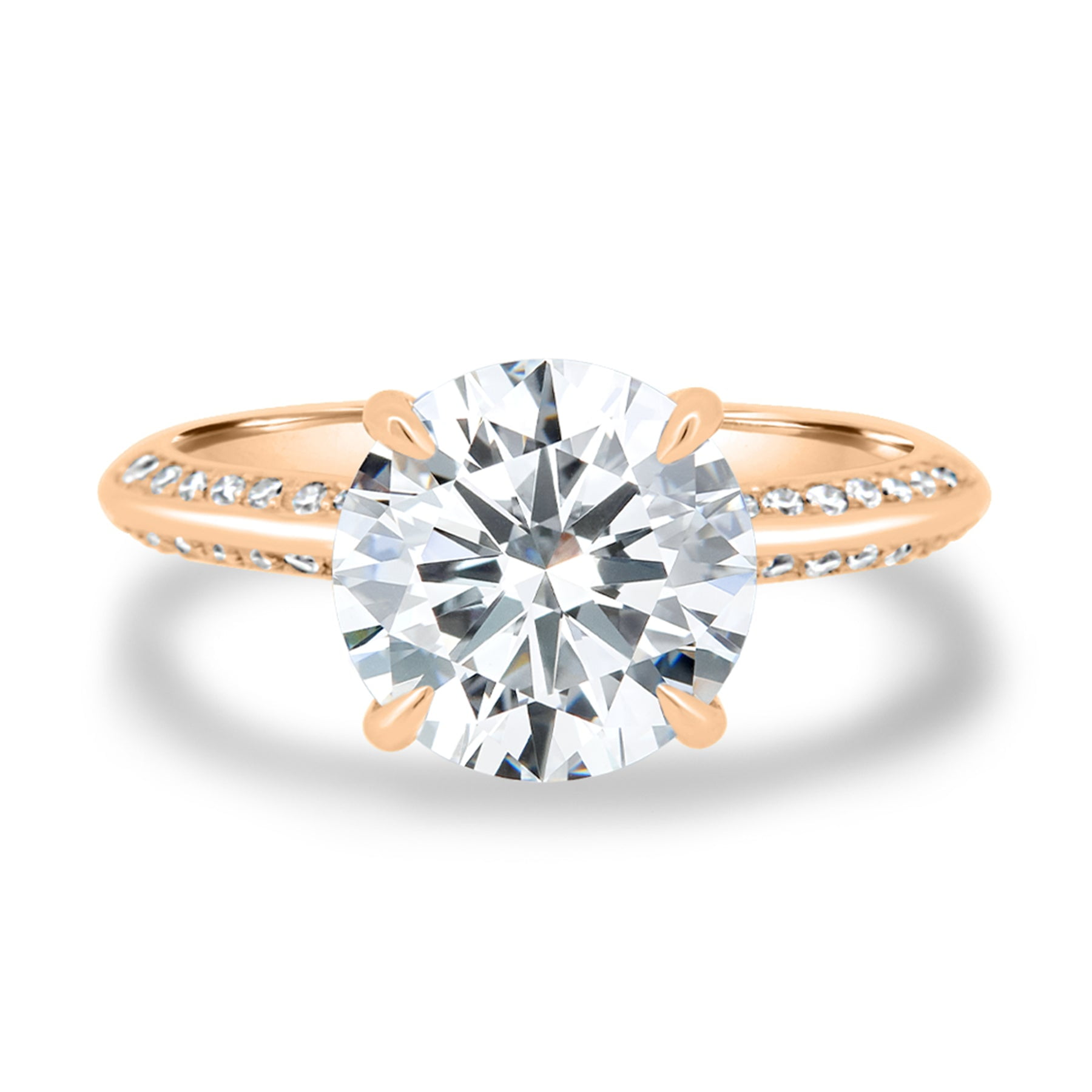 ESTE ORIGIN 4ct Lab-Grown Diamond Engagement Ring with Hidden Halo, Knife-Edge Pave in 18K Rose ...