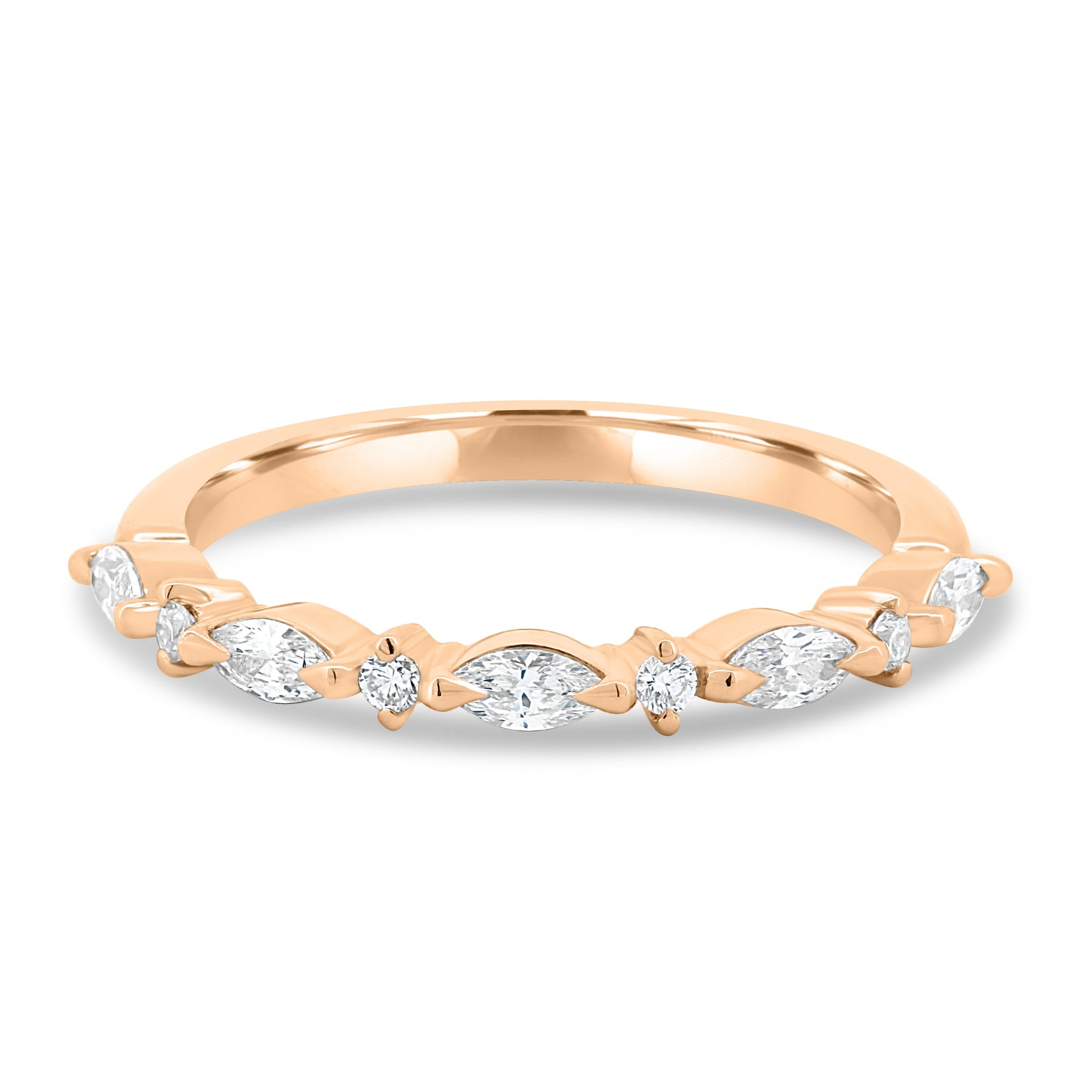 ESTE ORIGIN Accent Lab-Grown Wedding Ring – 0.41Ct, Marquise & Round Cut, Gold Stackable Band in ...