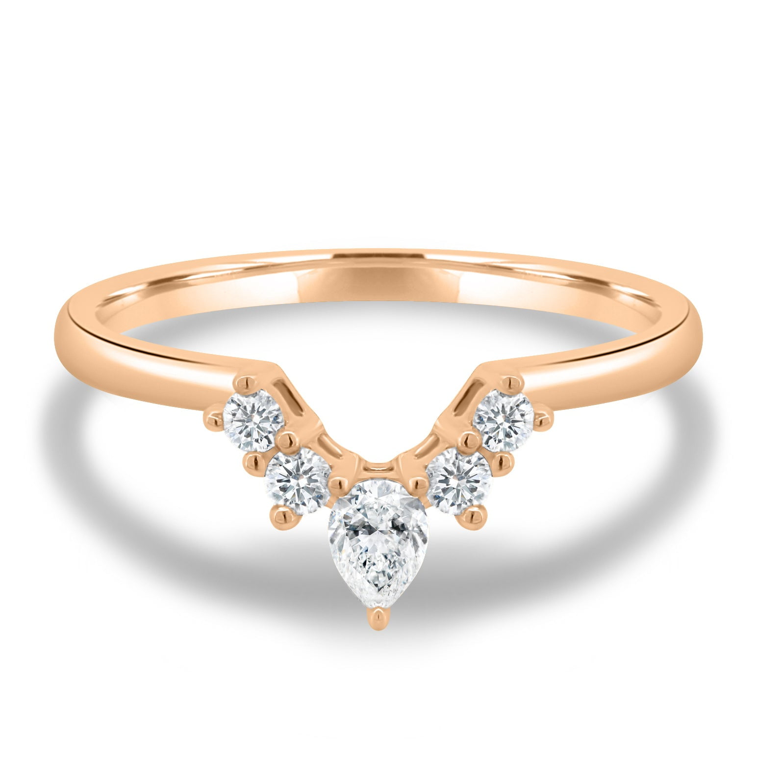 ESTE ORIGIN Curved Moissanite Wedding Ring – 0.37Ct Pear & Round Accent ...