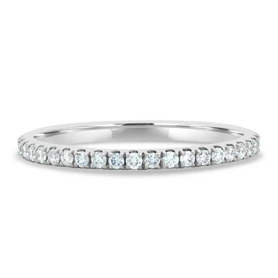 ESTE ORIGIN Half Pavé Moissanite Wedding Band – 0.28Ct, 18 Stones, Stackable Gold Ring in 10K ...