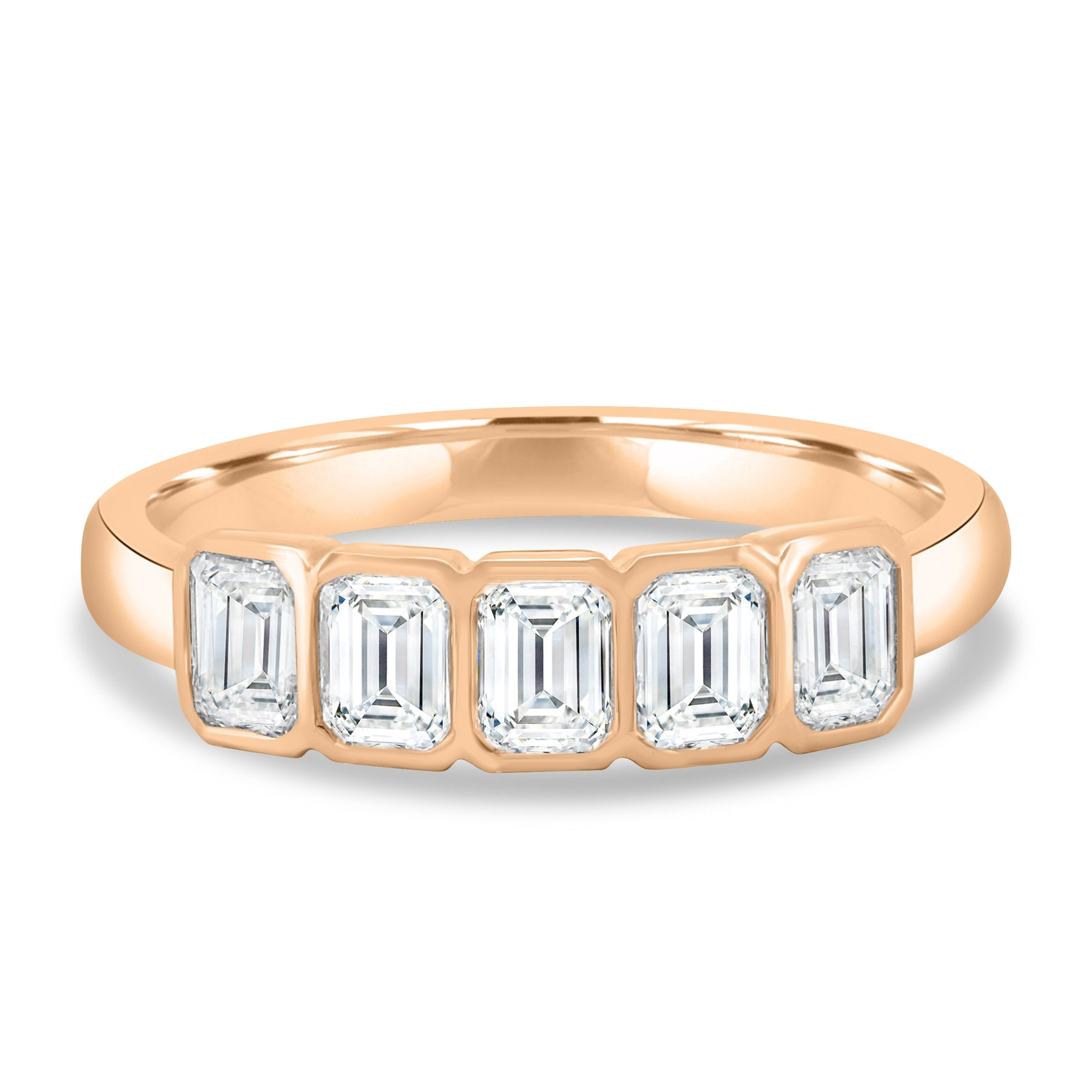 ESTE ORIGIN Lab-Grown 1.25Ct 5-Diamond Emerald Cut Bezel Wedding Ring ...