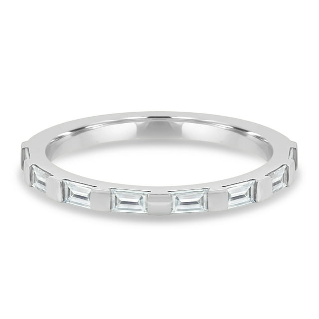 ESTE ORIGIN Lab-Grown Baguette Wedding Band – 0.32Ct, 8 Stone Half Eternity in 14K White Gold ...