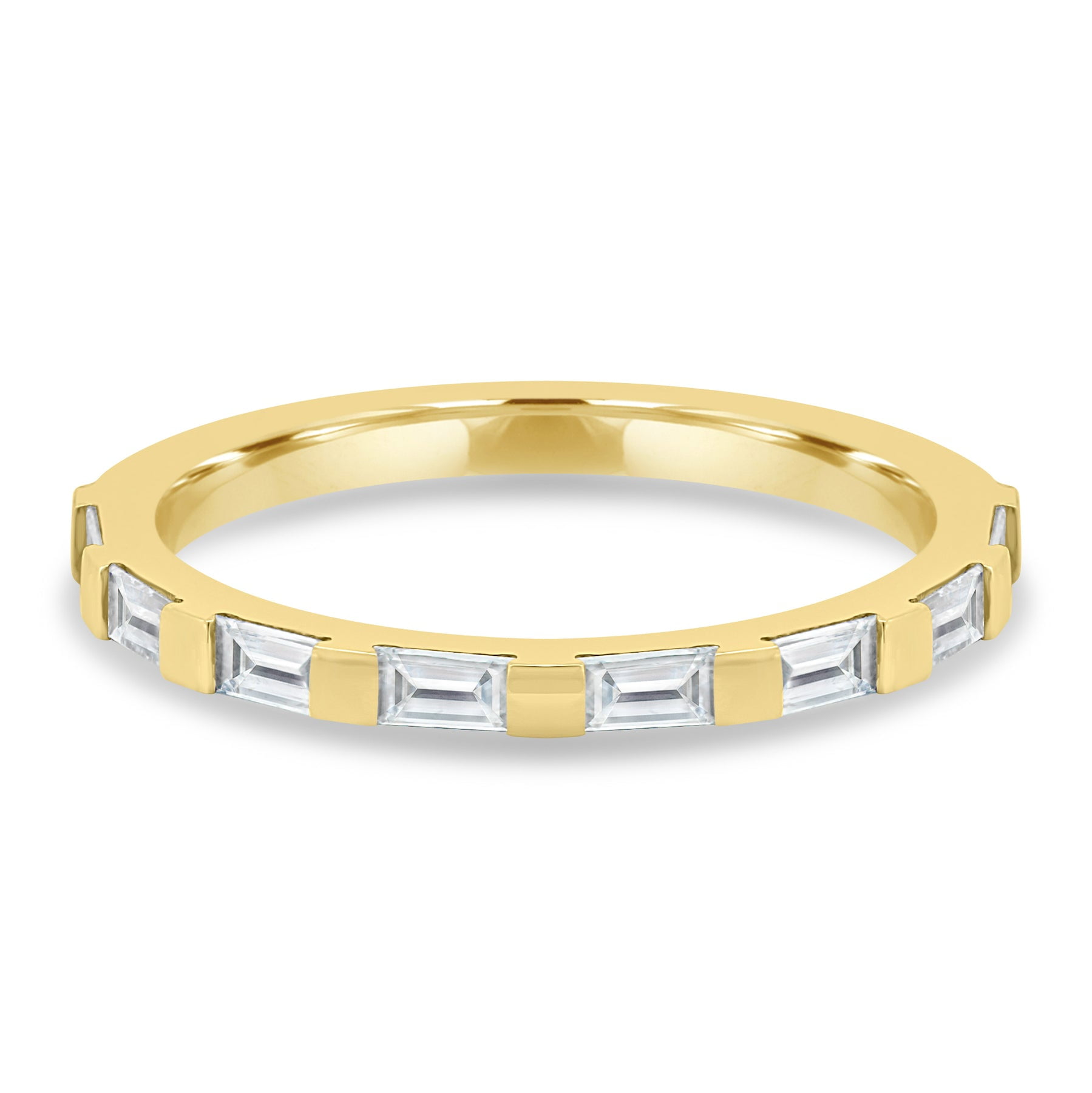ESTE ORIGIN Lab-Grown Baguette Wedding Band – 0.32Ct, 8 Stone Half Eternity in 18K Yellow Gold ...