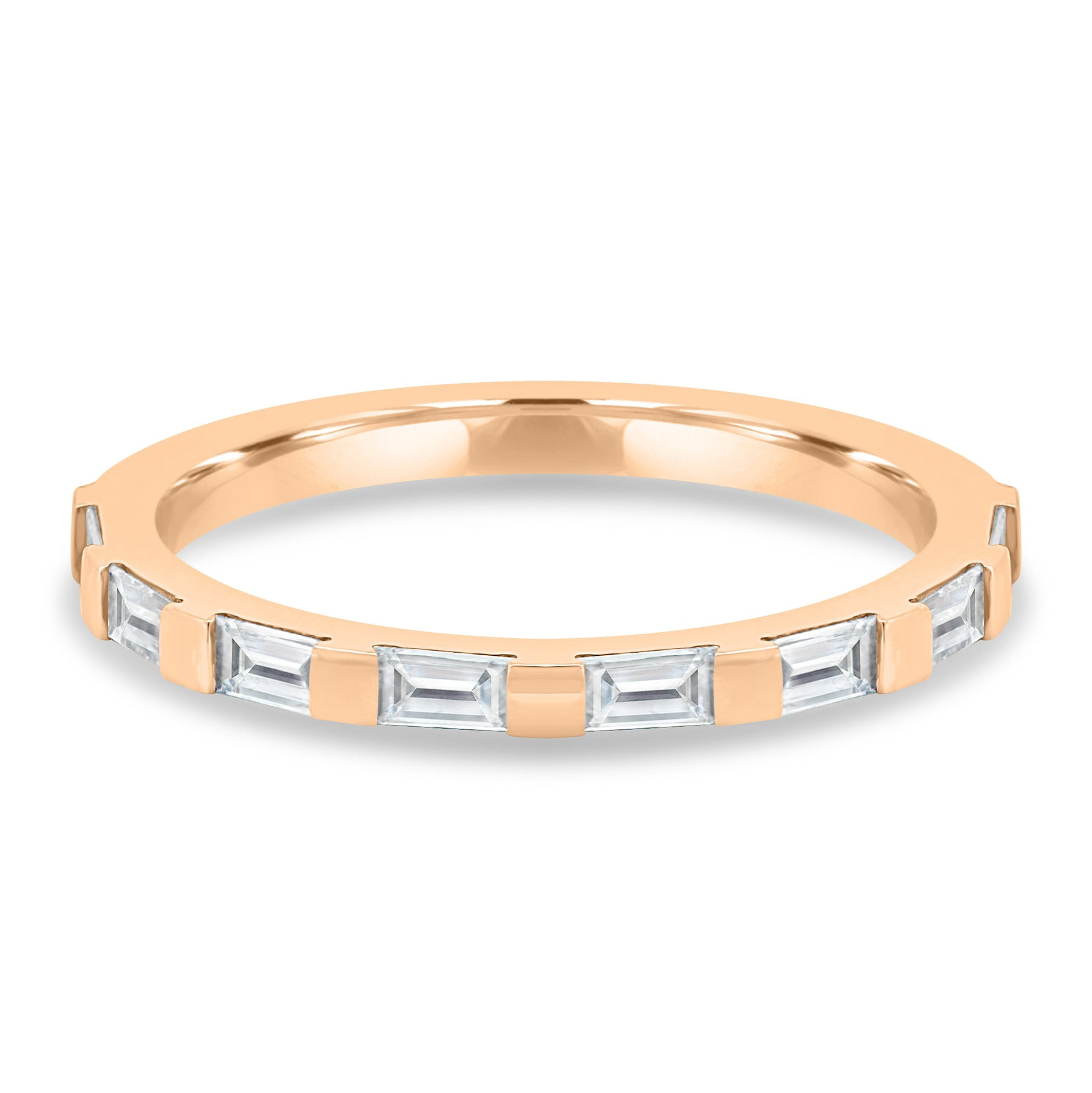 ESTE ORIGIN Moissanite Baguette Wedding Band – 0.32Ct, 8 Stone Half ...