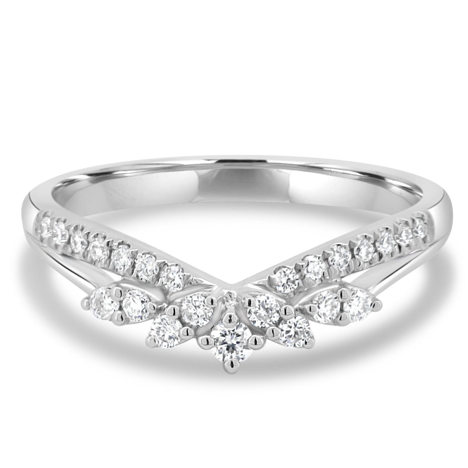 ESTE ORIGIN Moissanite Studded Tiara Wedding Ring – 0.27Ct Curved Band with 23 Round Stones in ...