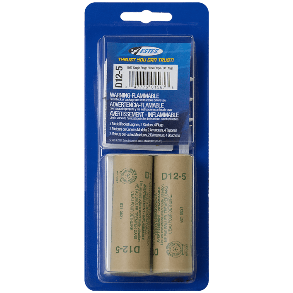 Estes D12-5 Model Rocket Engines, 2-Pack, 24mm Diameter, 10oz Max Lift ...