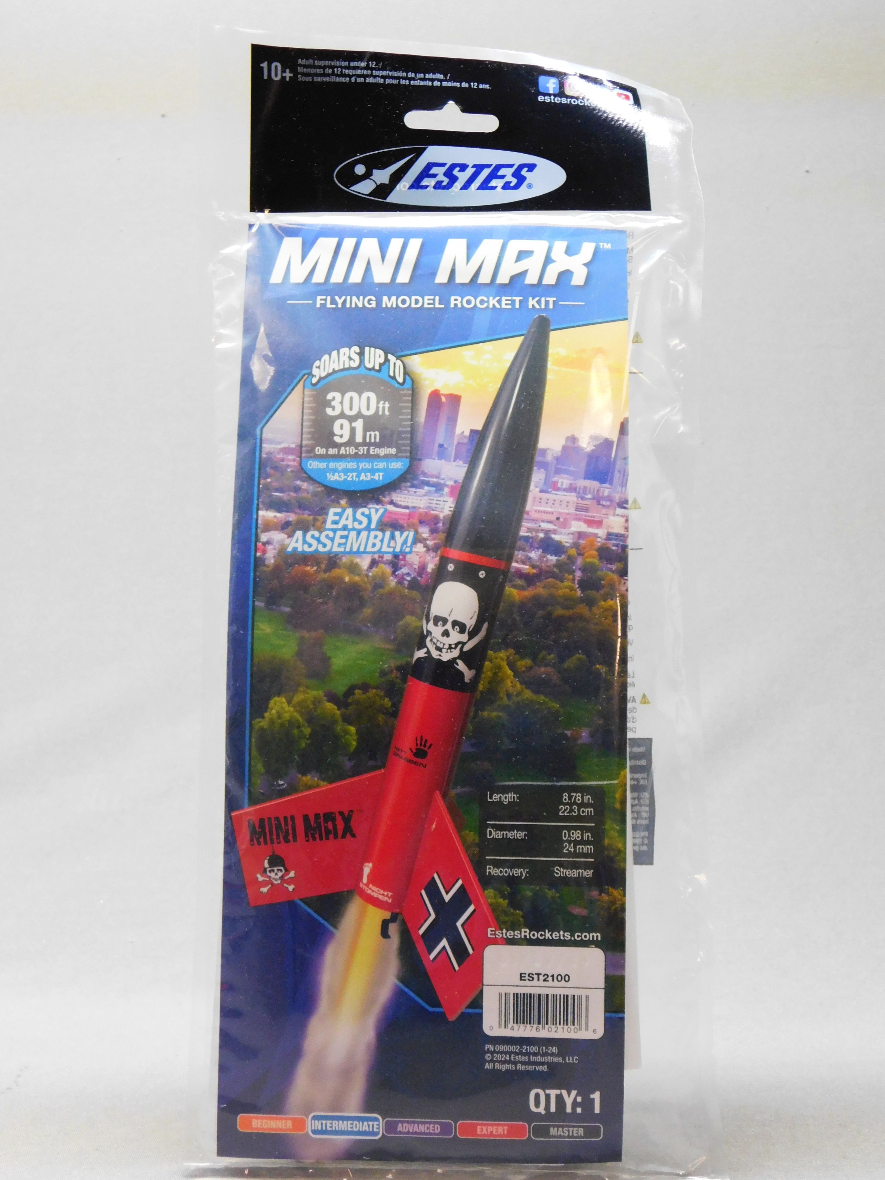 ESTES MINI DER RED MAX MODEL ROCKET SKILL INTERMEDIATE EST2100 ...