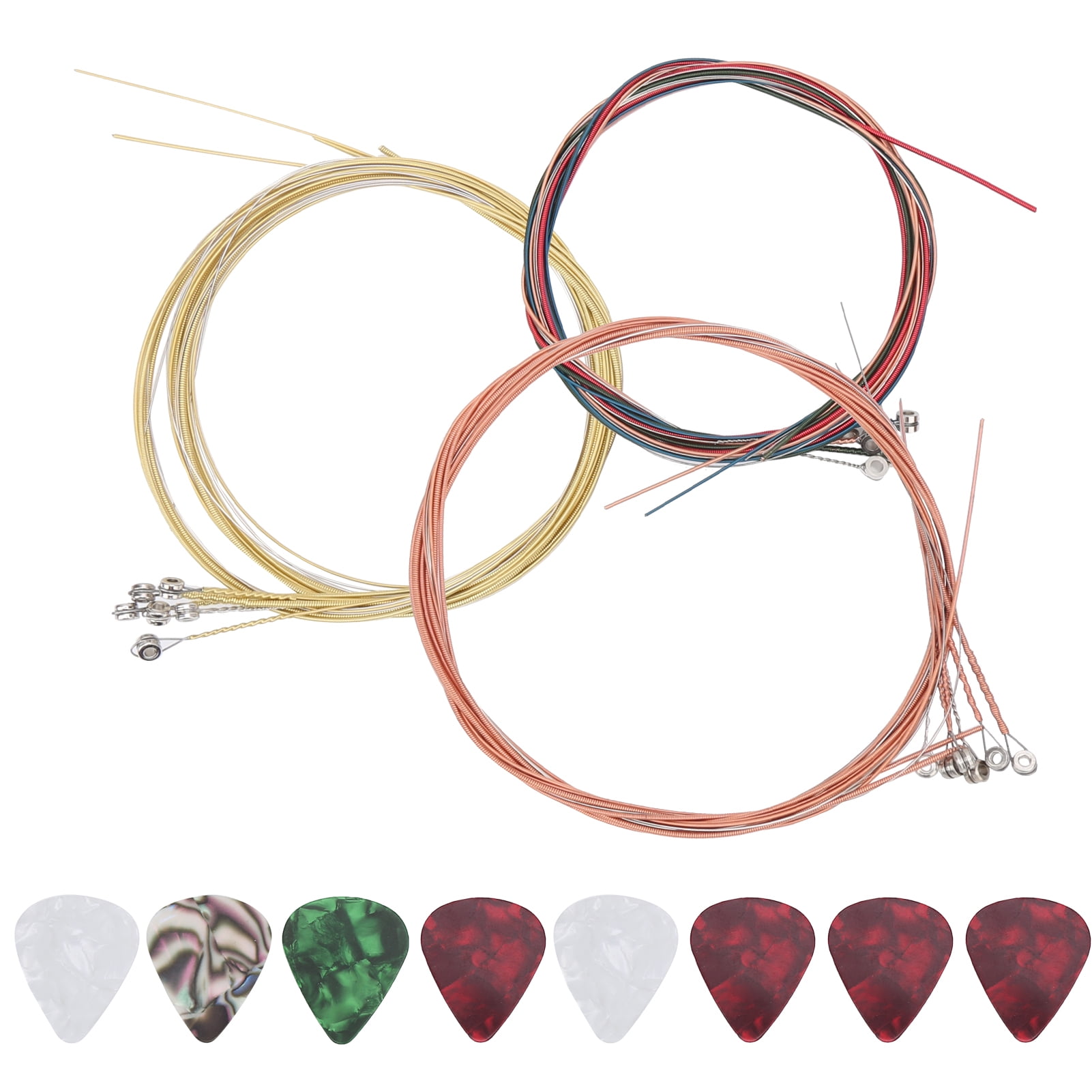 ESTINK 3 Set Acoustic Guitar Strings Steel Replacement + 8Pcs Celluloid Picks For Performers ...