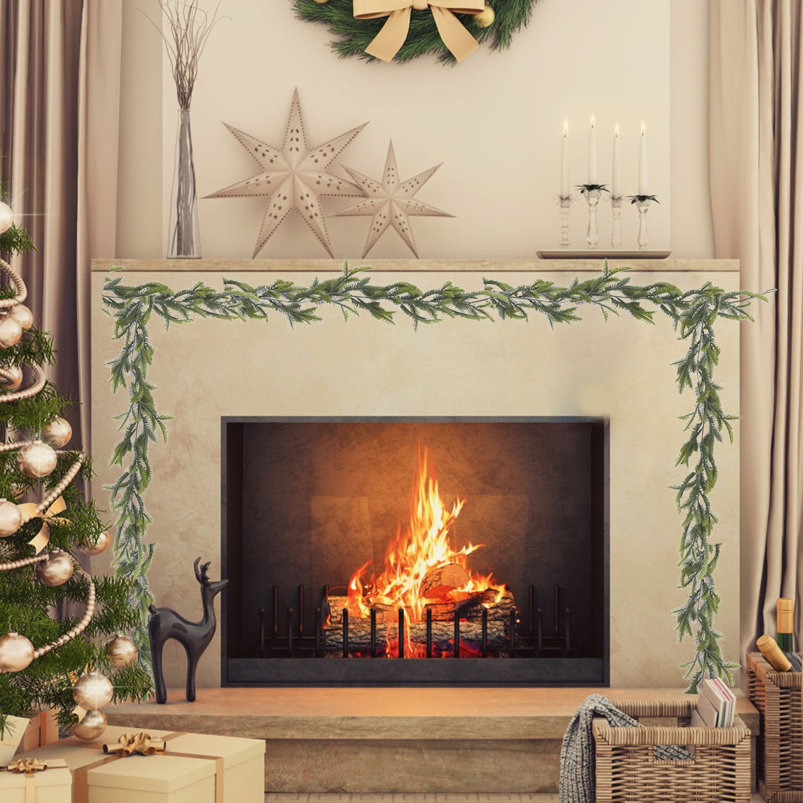 ESULOMP 5.9Ft Real Touch Norfolk Pine Garland, 71" Christmas Garland ...