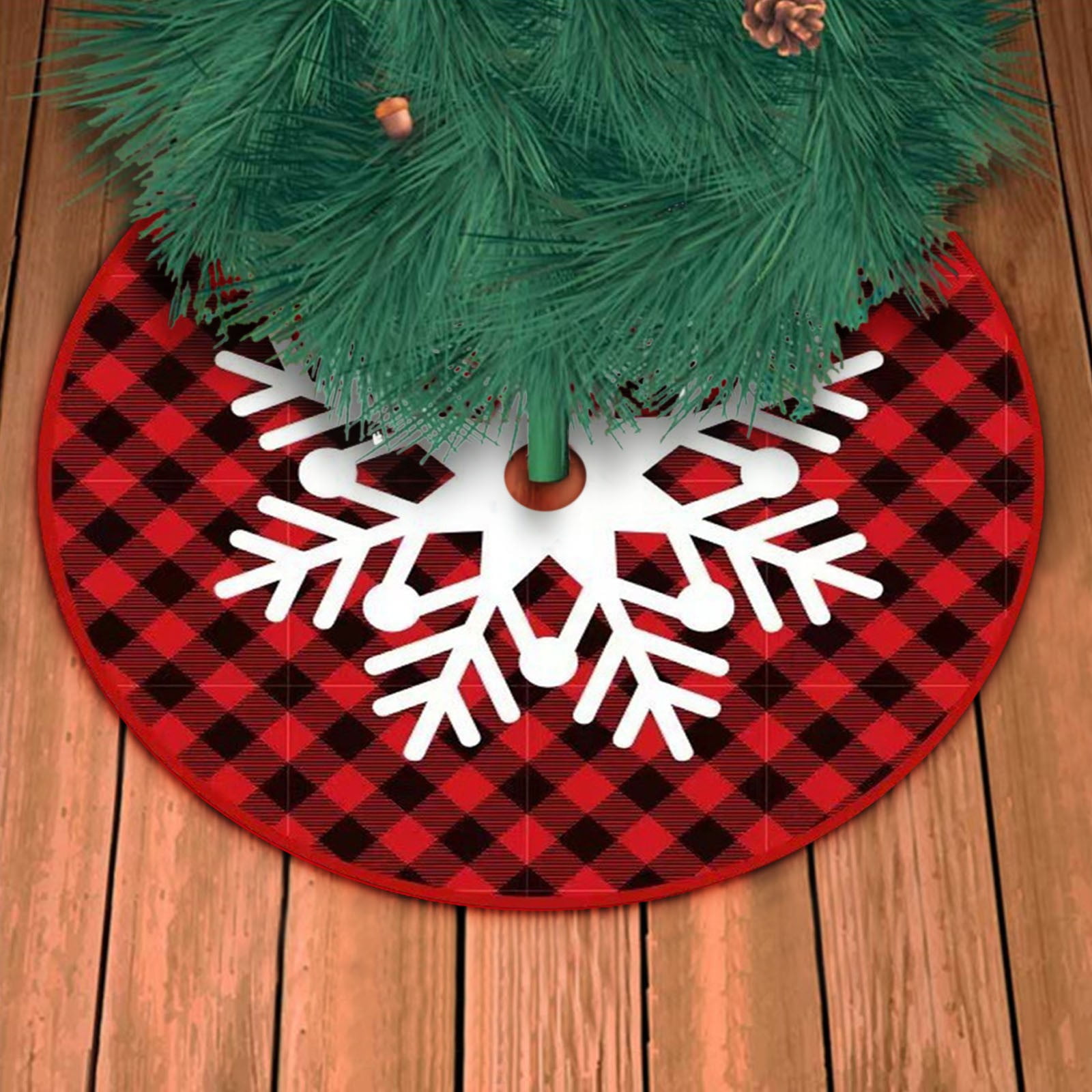 ESULOMP Christmas Tree Skirt, 35 Inch Red Soft Faux Fur Tree Skirts ...