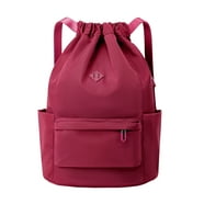 WANDF Drawstring Backpack Sports Gym Bag with Shoes Compartment, Water ...