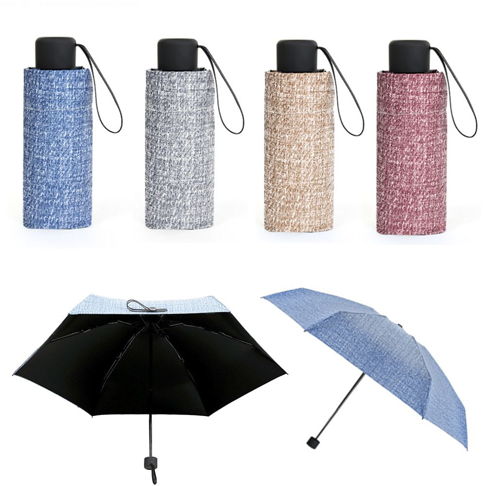 ESULOMP Flat Sun&Rain Lightweight Umbrella, 5 Folding Small and Compact ...
