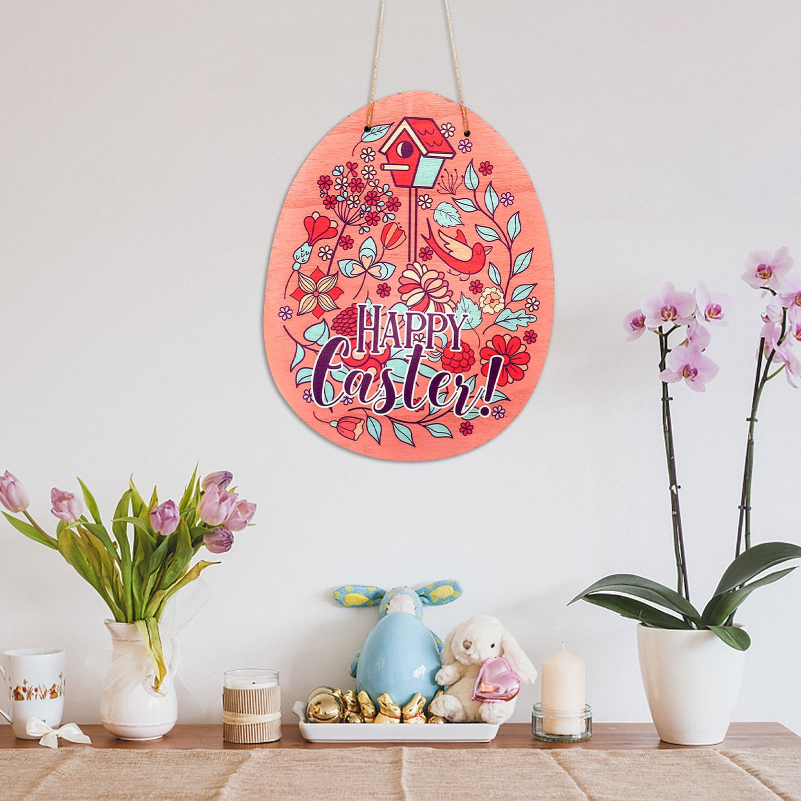 ESULOMP Happy Easter Door Hanging Wooden Sign Decoration Easter Home ...