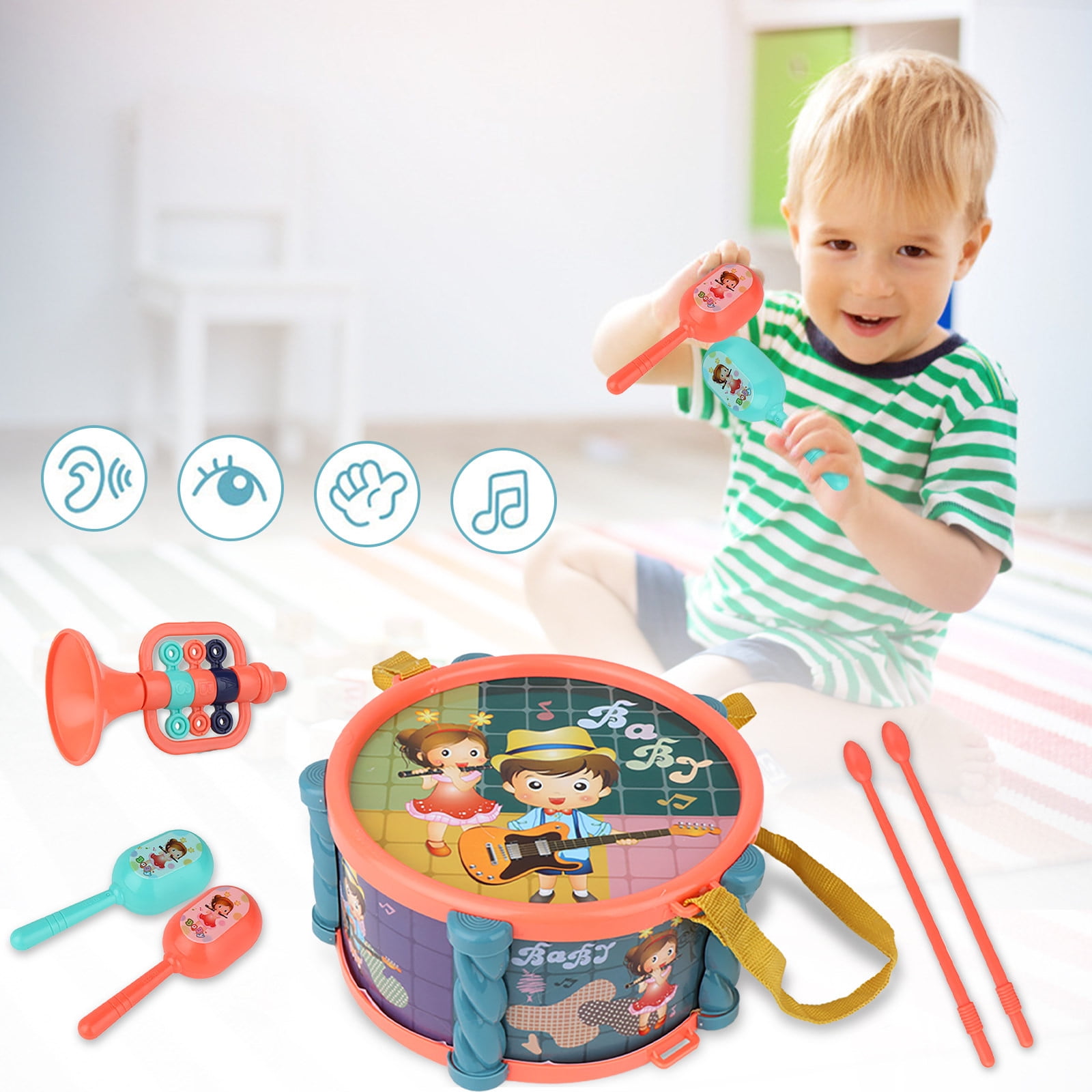 ESULOMP Kids Musical Instruments, Children Drum Toys Toddler Musical ...
