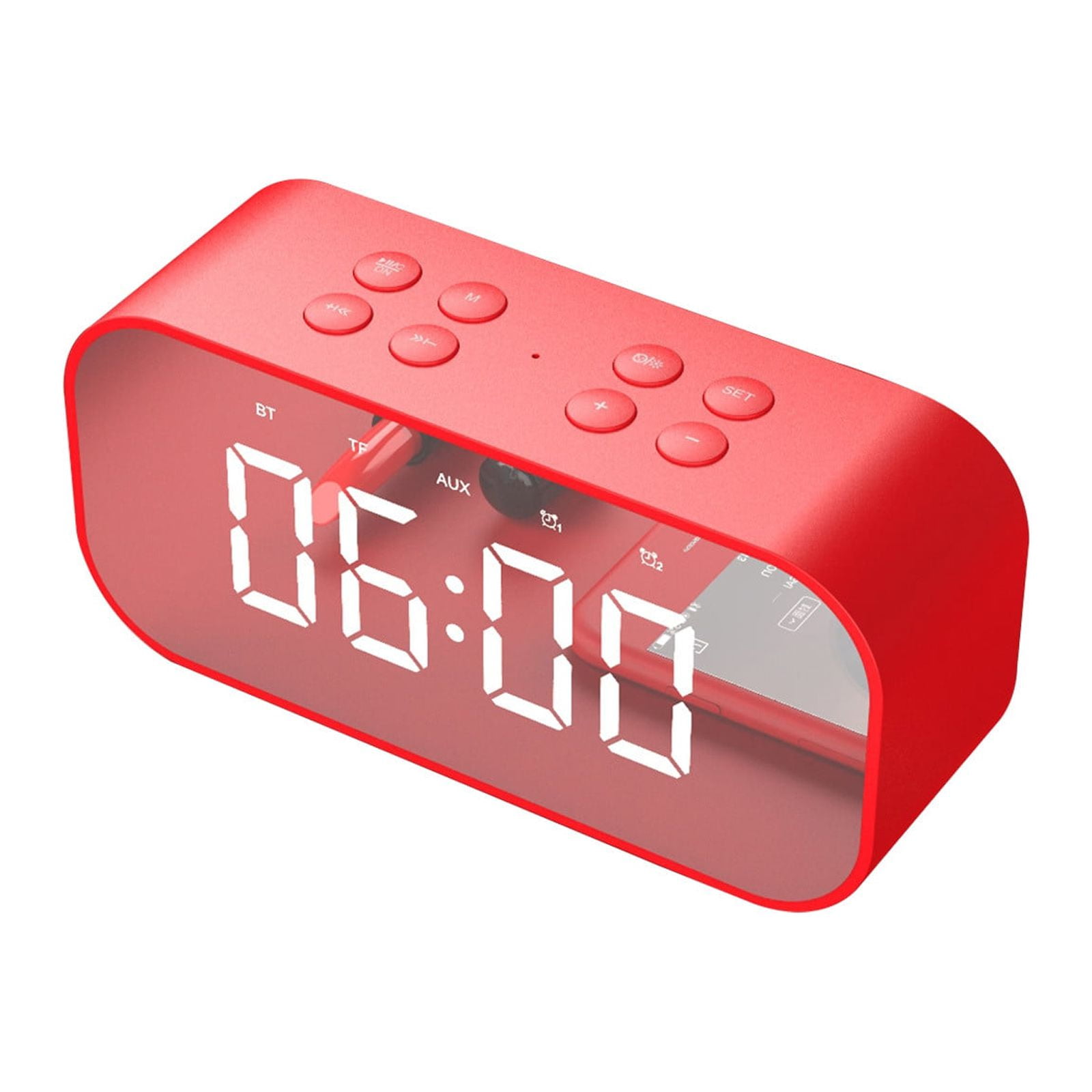 ESULOMP LED Mirror Clock with Screen 5.0 Wireless Bluetooth Audio Alarm ...