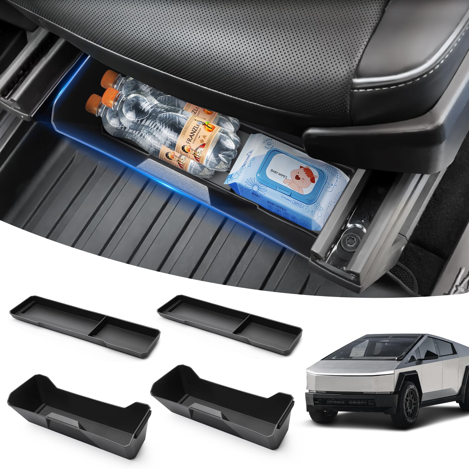 ESVNE Front Under Seat Storage Box for Tesla Cybertruck - Underseat ...