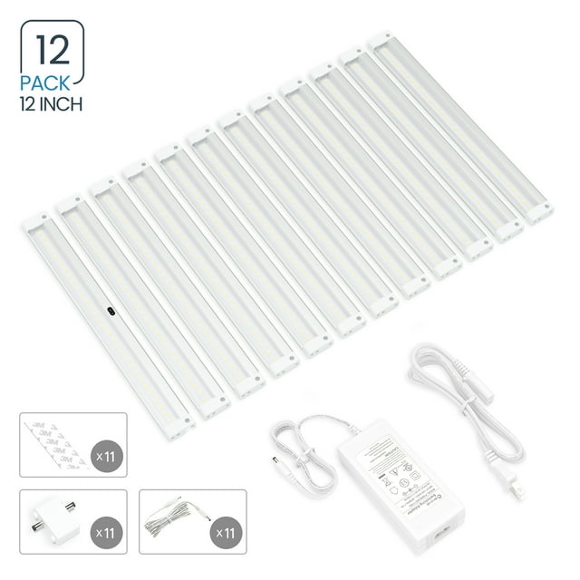 EShine White Finish 12 Panels 12 inch LED Dimmable Under Cabinet ...