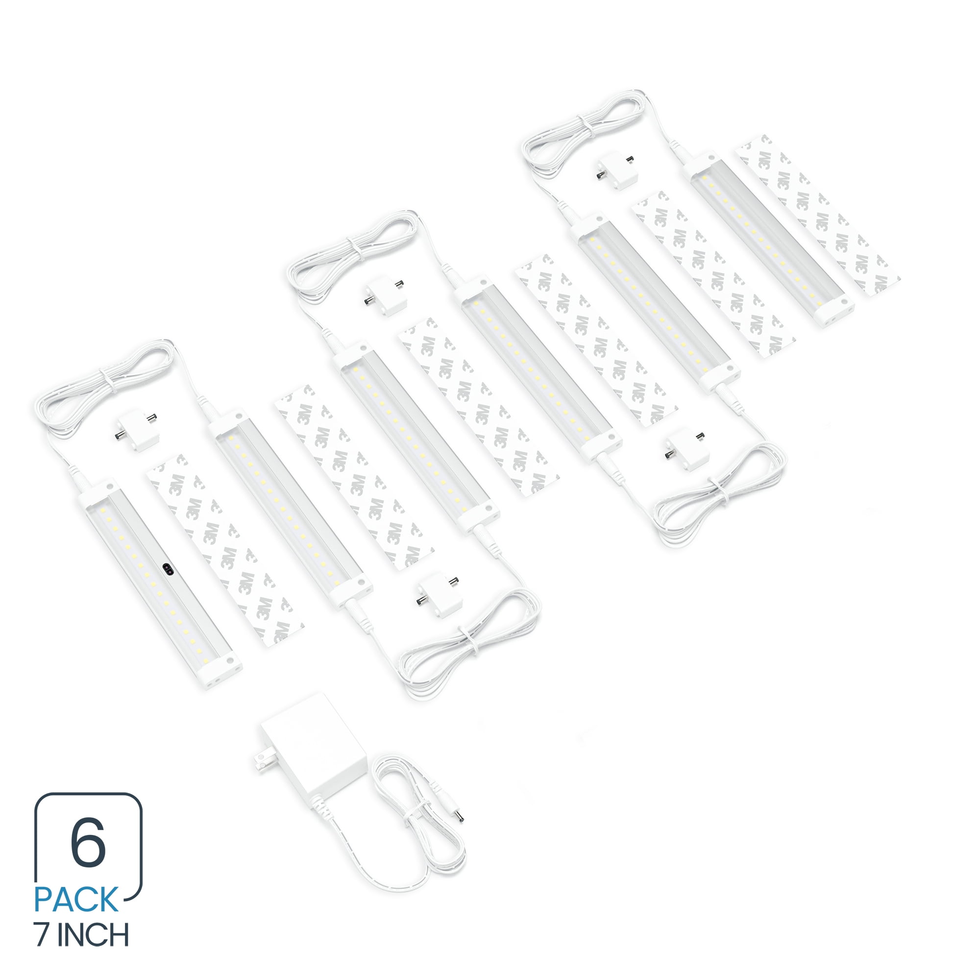 EShine White Finish 6 Panels 7 inch Compact Size LED Dimmable Under ...