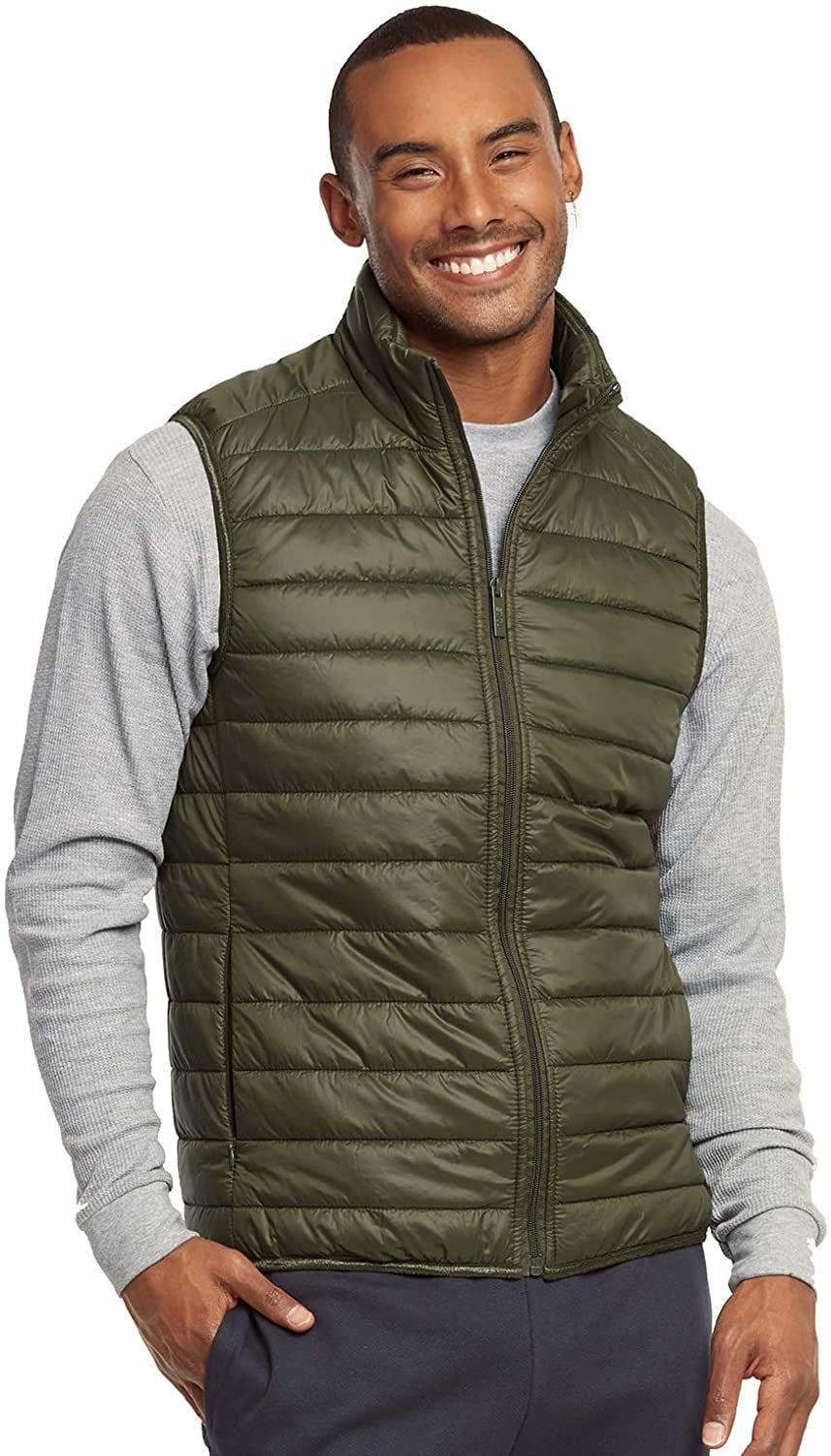 ET TU Men's Lightweight Puffer Vest L, Olive - Walmart.com