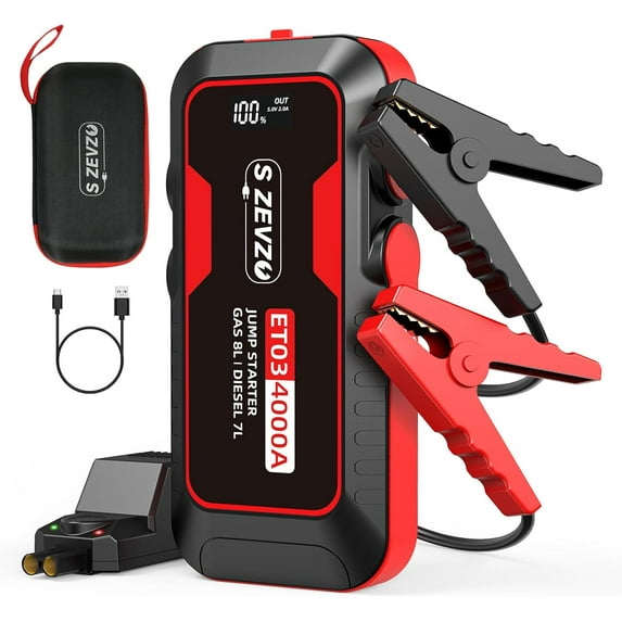 ET03 Car Jump Starter 4000A Jump Starter Battery Pack for Up to 8.0L ...