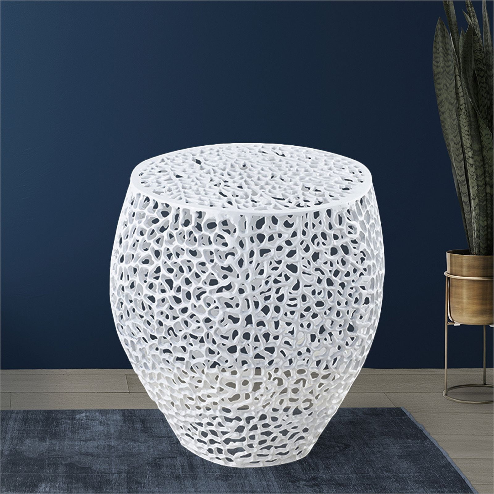 ET3403-18 Modern Style End Table made with Aluminium Casted in White ...