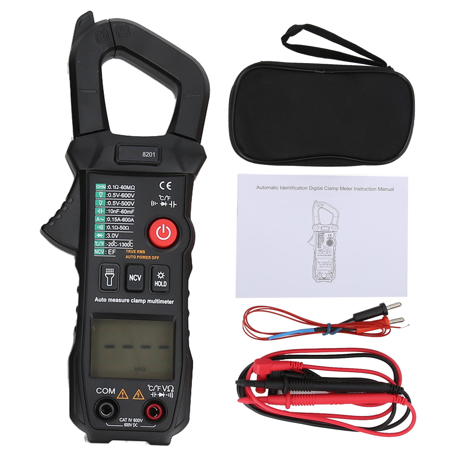 ET8201 600A 600V AC/DC Clamp Meter Intelligent Automatic Identification ...
