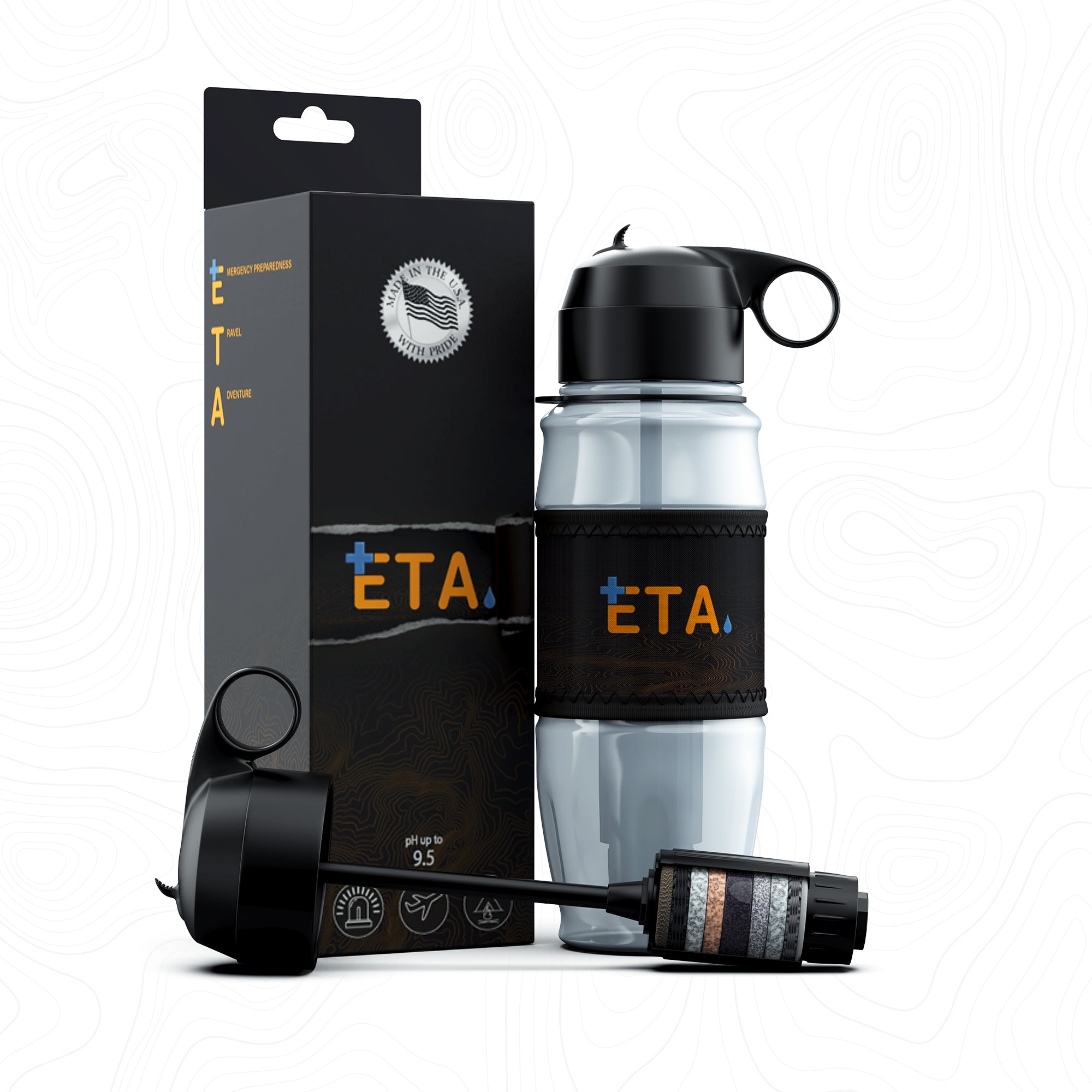 ETA Alkaline Water Filter Bottle for Travel with Extreme Filter, Made ...