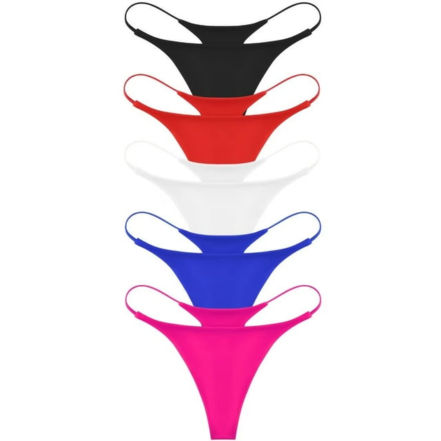 ETAOLINE Women's Thong Bikini Cheeky Bottom Solid G String Panties (5 ...