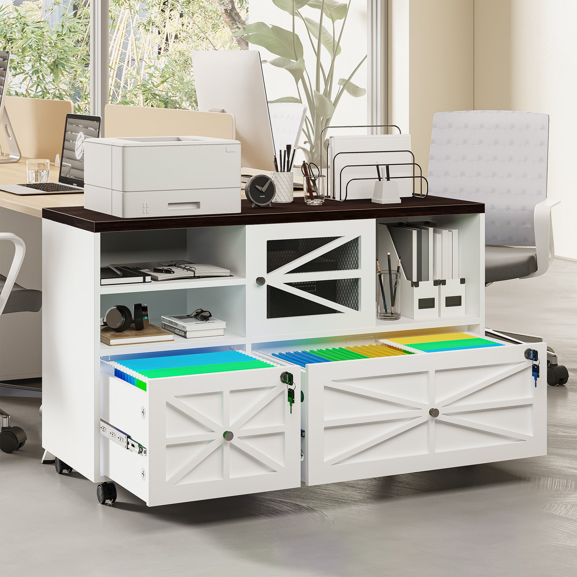 ETASE Mobile 2 Drawer File Cabinet with Lock, Fits Letter/Legal/A4/F4 ...