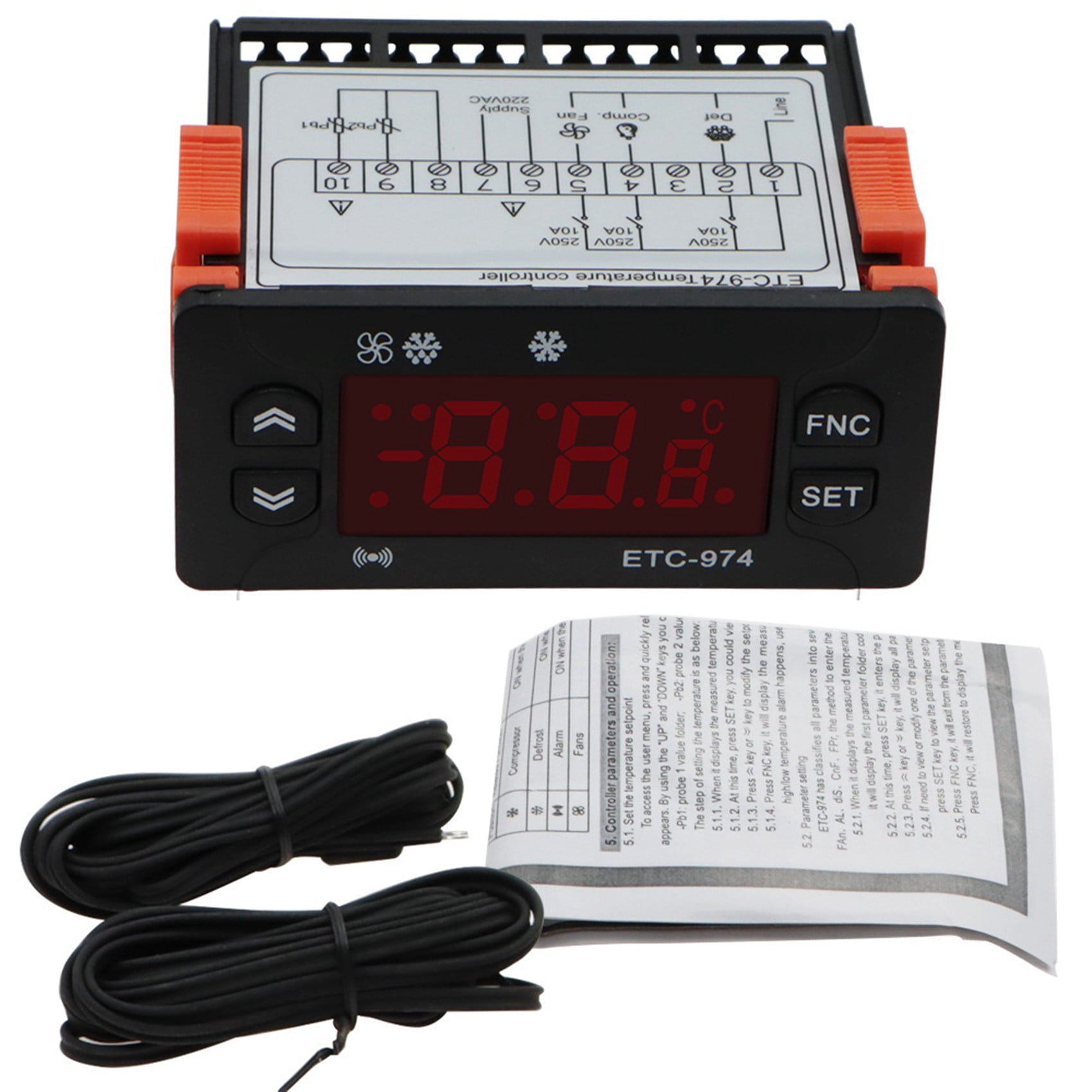 ETC-974 Digital Temperature Controller Microcomputer Thermostats Thermostat Refrigeration Alarm ...