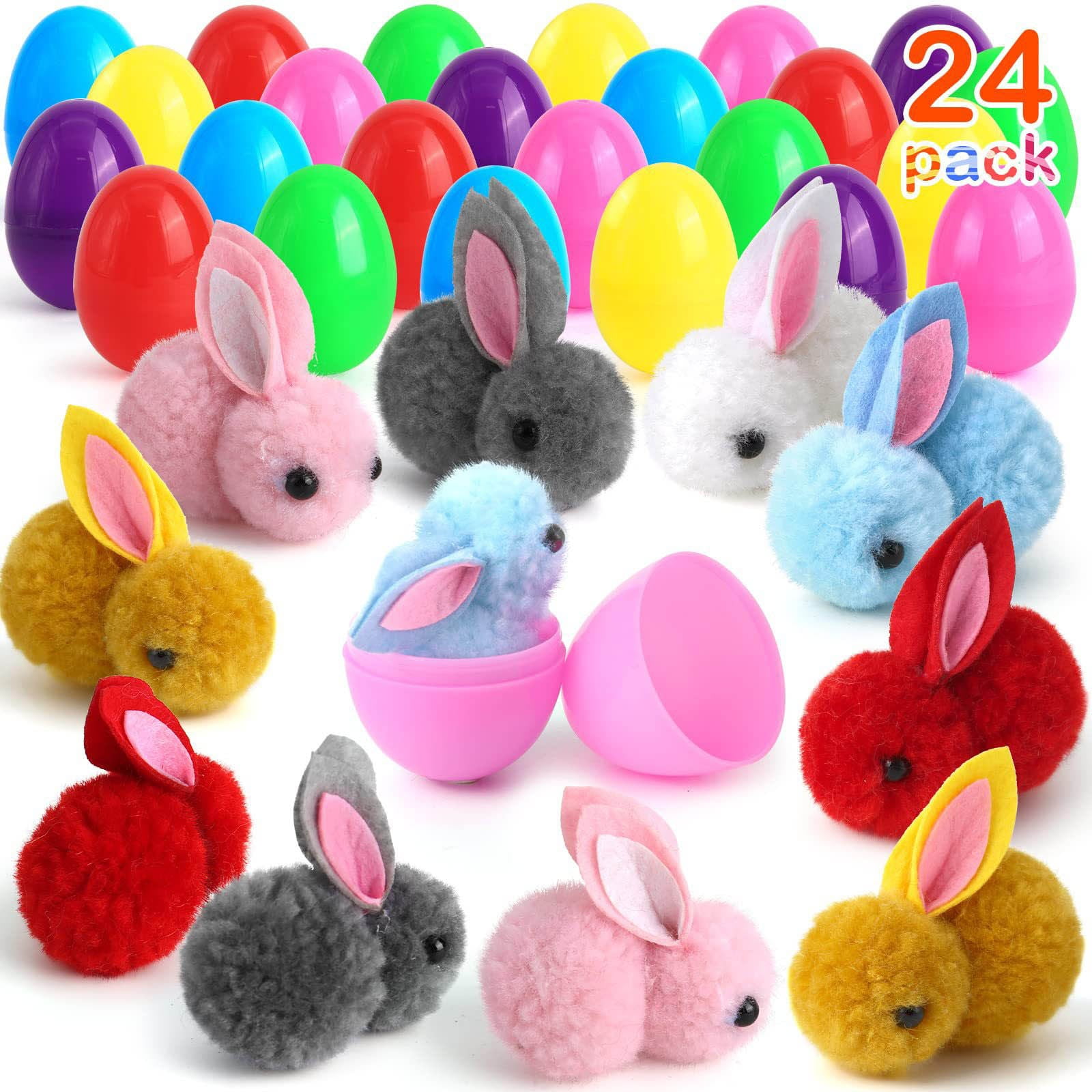 ETCONEN 24 Pcs Prefilled Easter Eggs of Mini Stuffed Animal Plush Toys ...