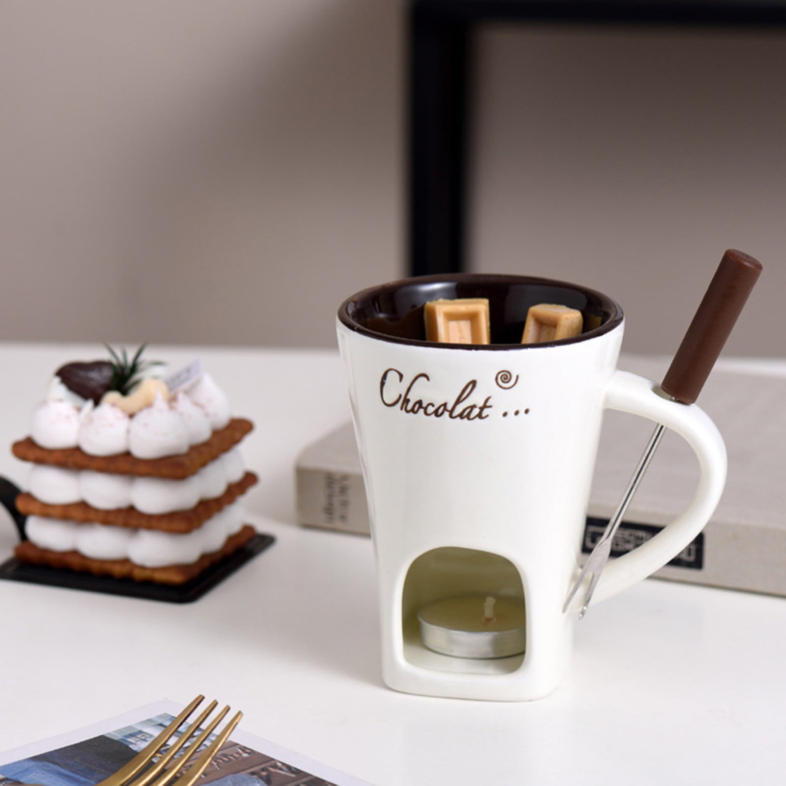 ETCONEN Chocolate Fondue Cup 200 Ml Ceramic Chocolate Fondue Cup ...
