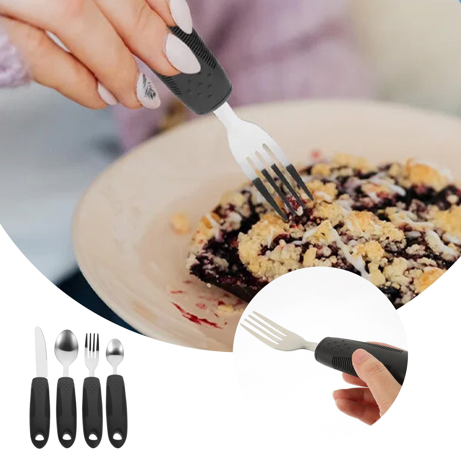 ETCONEN Elderly Tableware Proof Silverware Disabled Eating Spoon Built ...