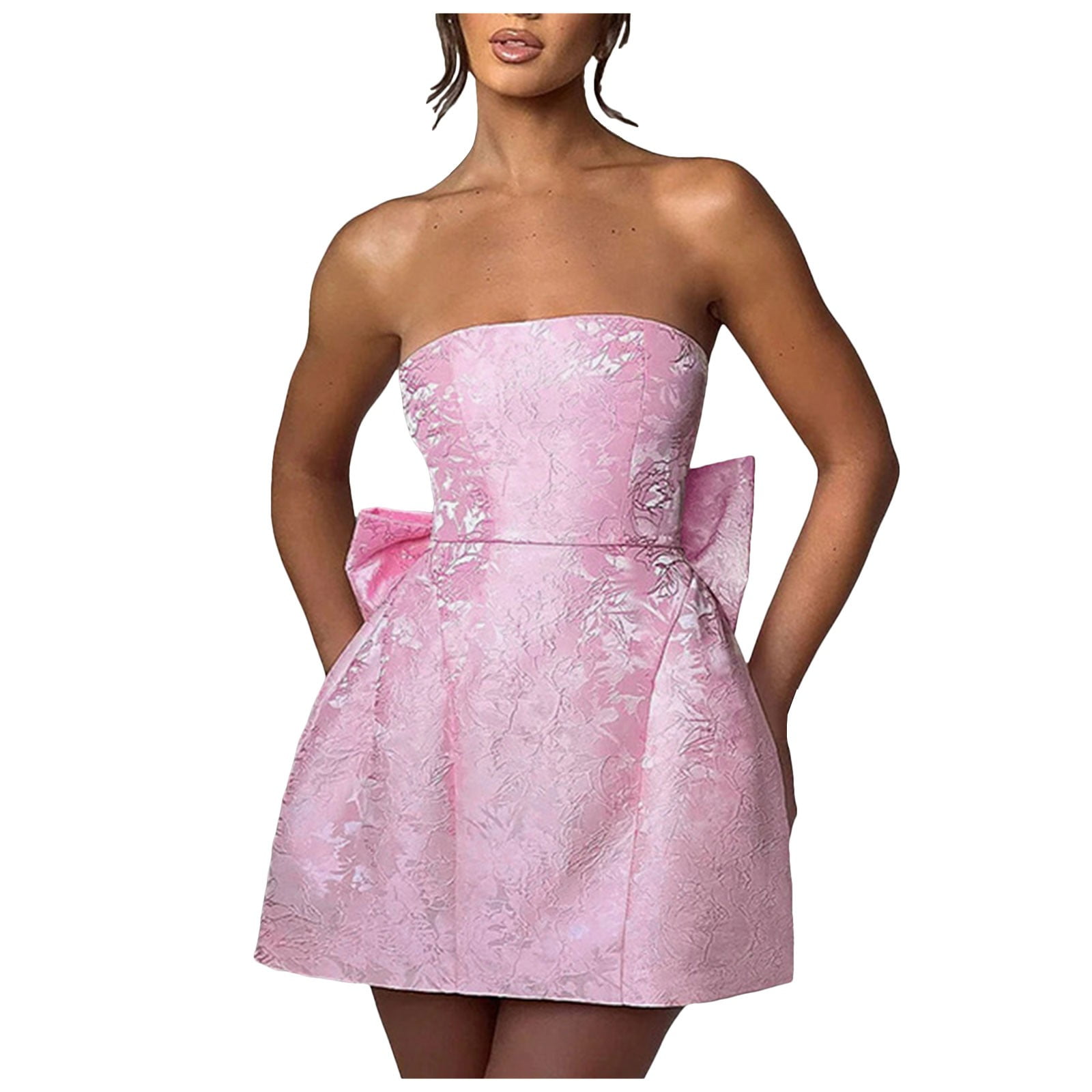 ETCONEN Hoco Dresses 2024 Fivsole Strapless Satin Mini Homecoming Dress ...