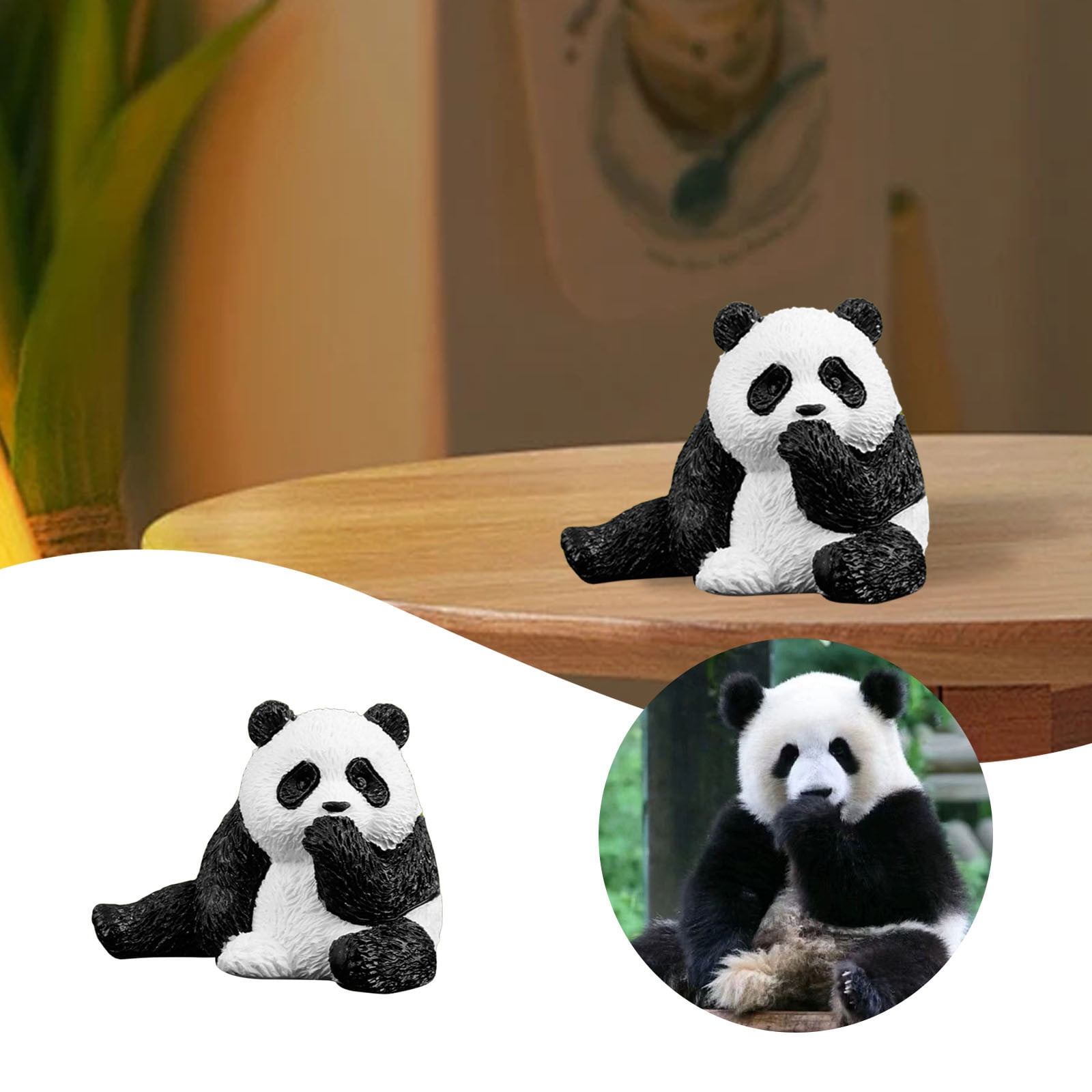 ETCONEN Miniature Panda Decor Cute Panda Figurines Mini Birthday ...