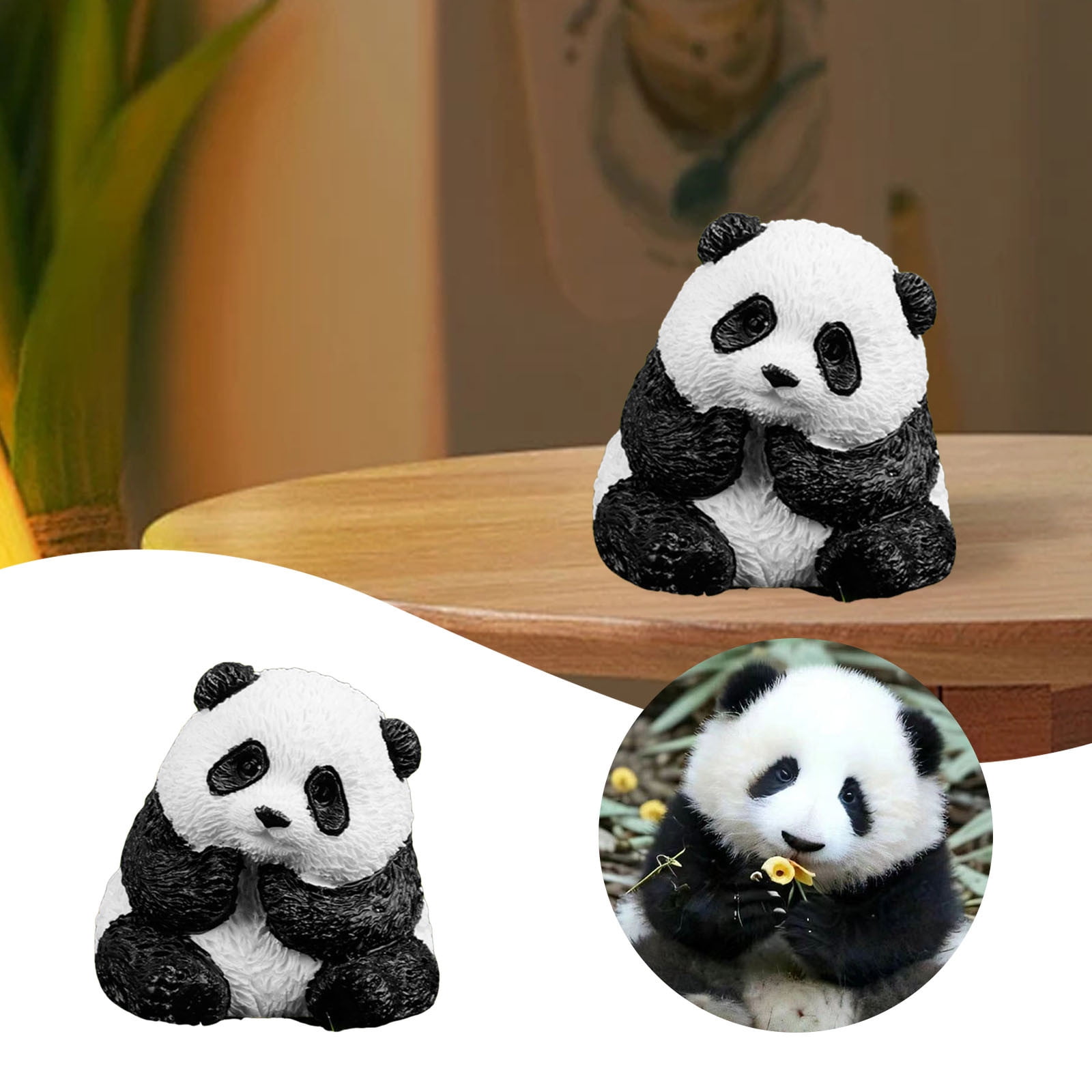 ETCONEN Miniature Panda Decor Cute Panda Figurines Mini Birthday ...