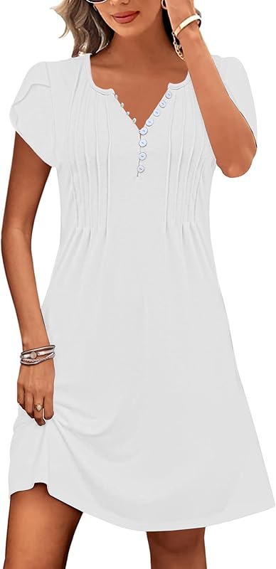 ETCYY Women's Casual Dress Short Sleeve Sundresses Vacation Summer ...