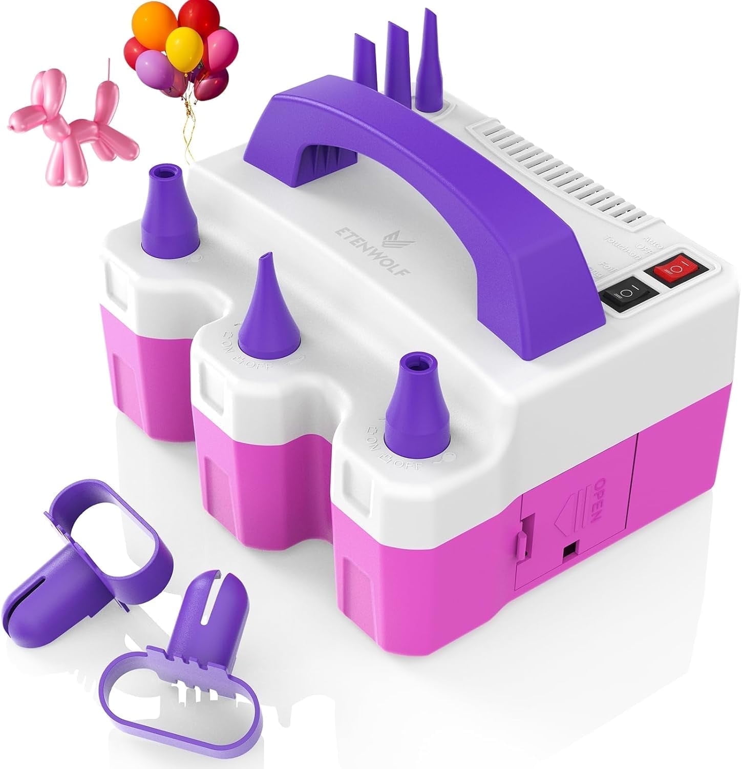 ETENWOLF P600 Electric Balloon Pump for All Balloons with 3 Nozzles ...