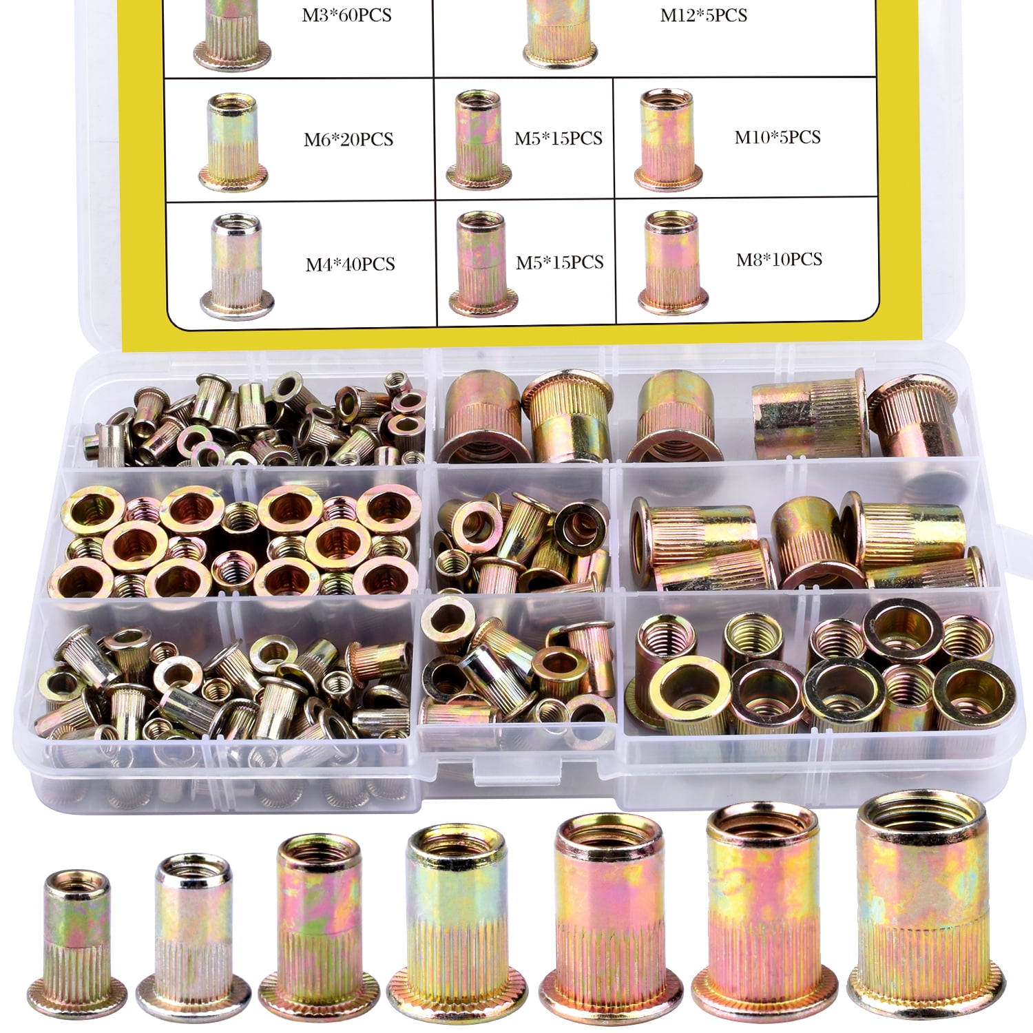 3/8 Threaded Inserts For Wood 100pcs 1 4 20 Steel Rivet Nuts Zinc ...