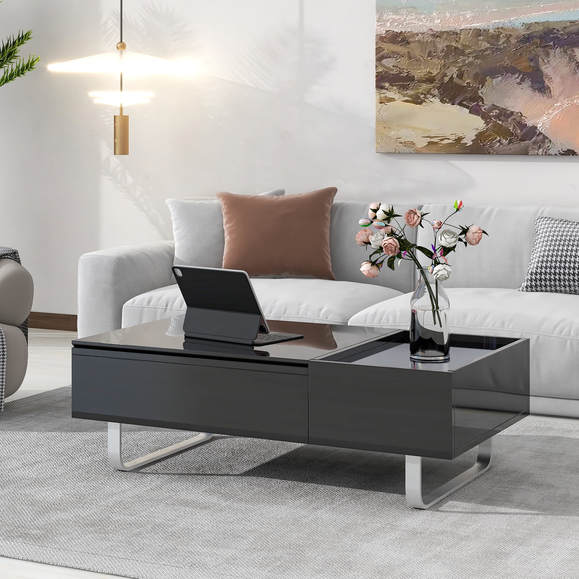 ETEPON Multi-functional Coffee Table with Lifted Tabletop, Contemporary ...